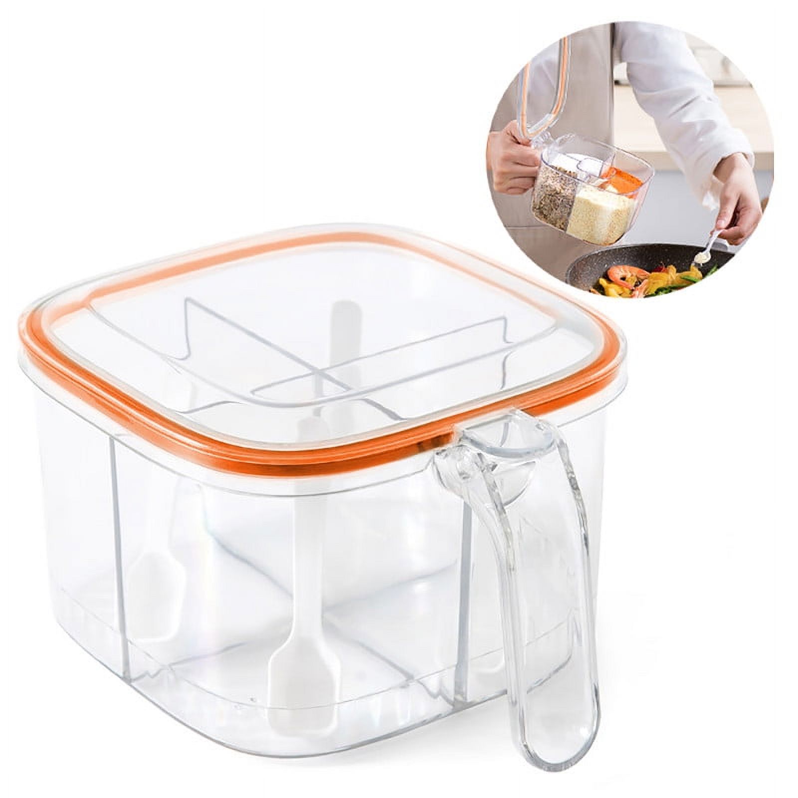 KLZO 4 Compartment Spice Jar-Innovative Kitchen Organizer with Spoon ...