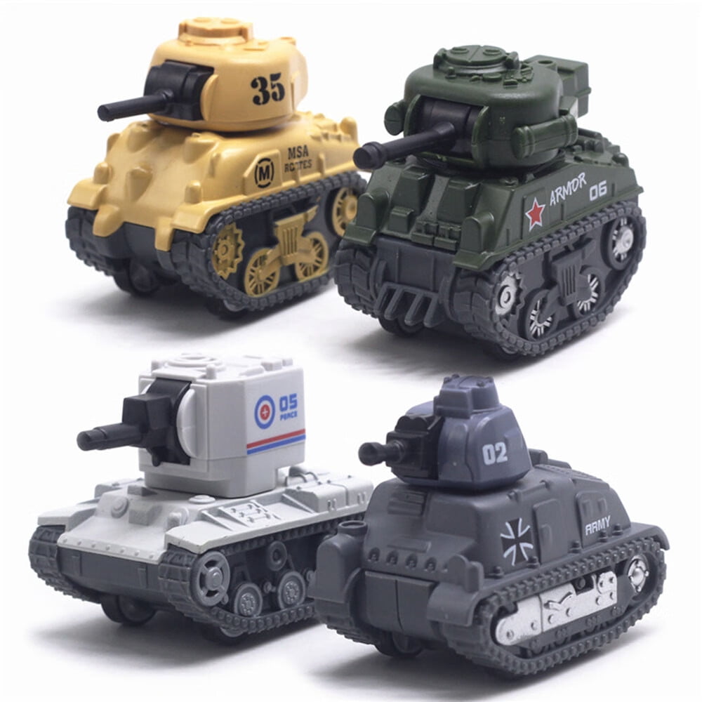 KLZO Children's Toy Tanks: Plastic Army Men's 4 Alloy Tank Car Models ...