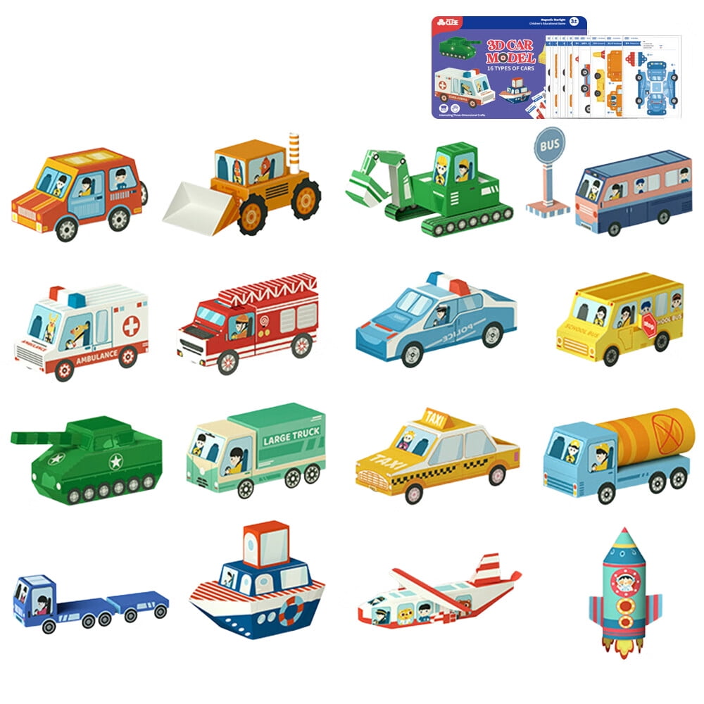 KLZO DIY Kindergarten Transport Origami Set, Colorful Handmade 3D Paper ...