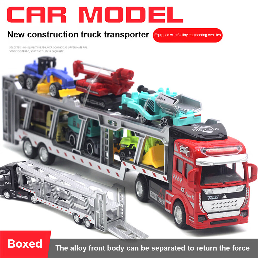 KLZO Toy Engineering Vehicle Transporter Car Carrier Truck, 1:48 ...