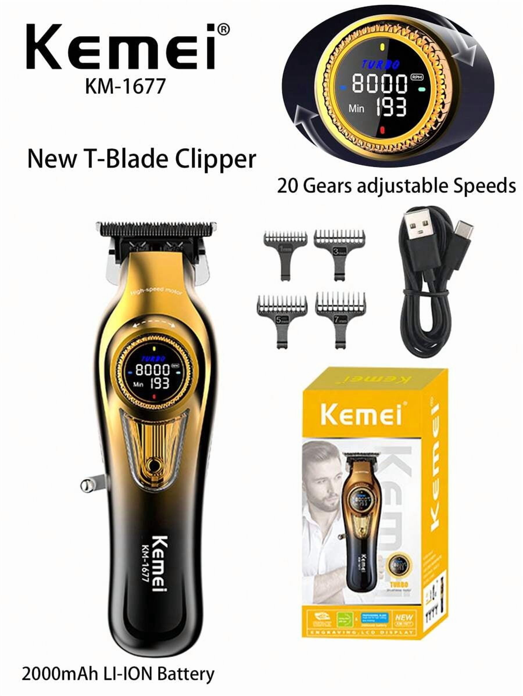 KM-1677 New Electric Hair Clipper Professional Barber T-Blade Hair ...