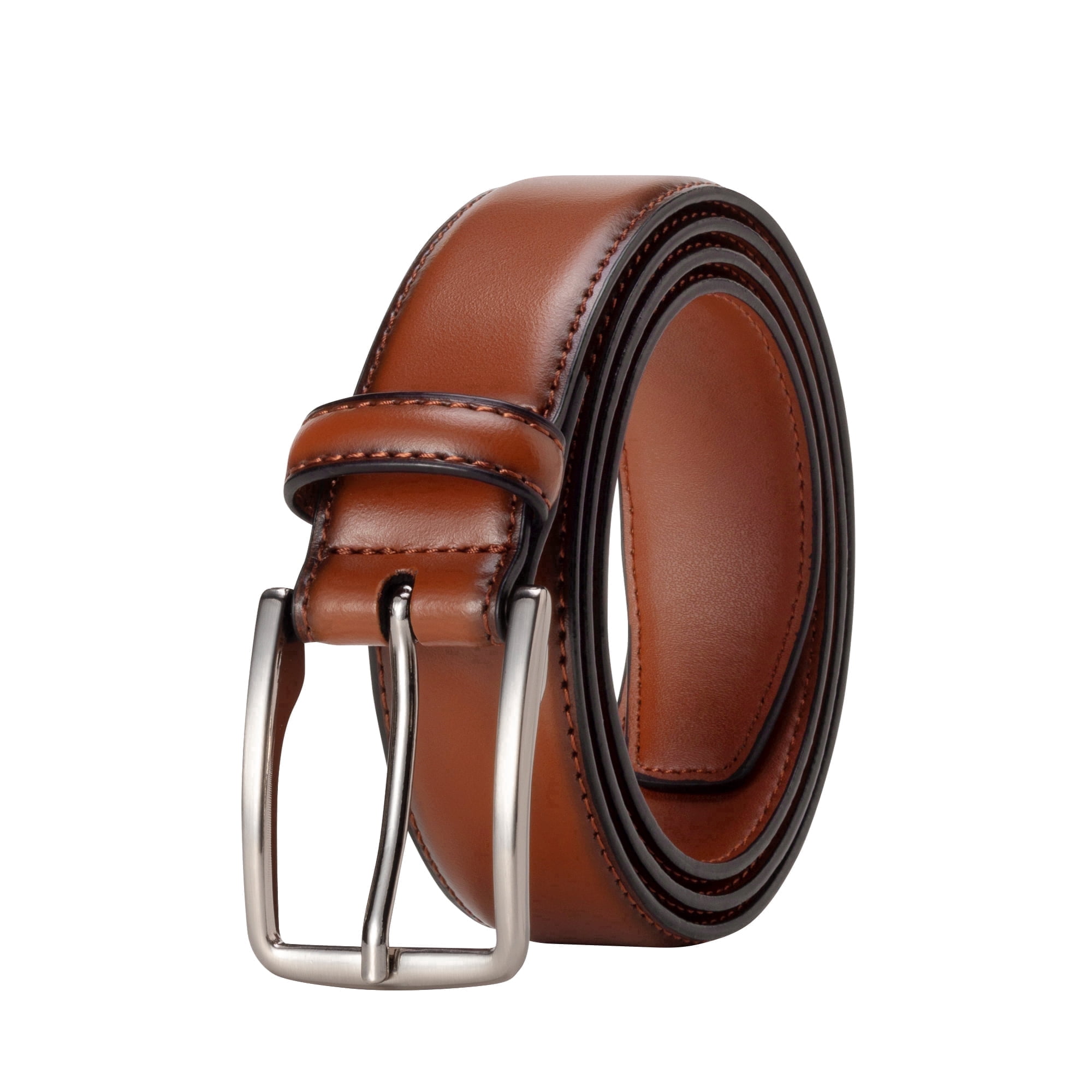 KM Legend Mens Leather Dress Belt for Work Business and Casual(Brown ...