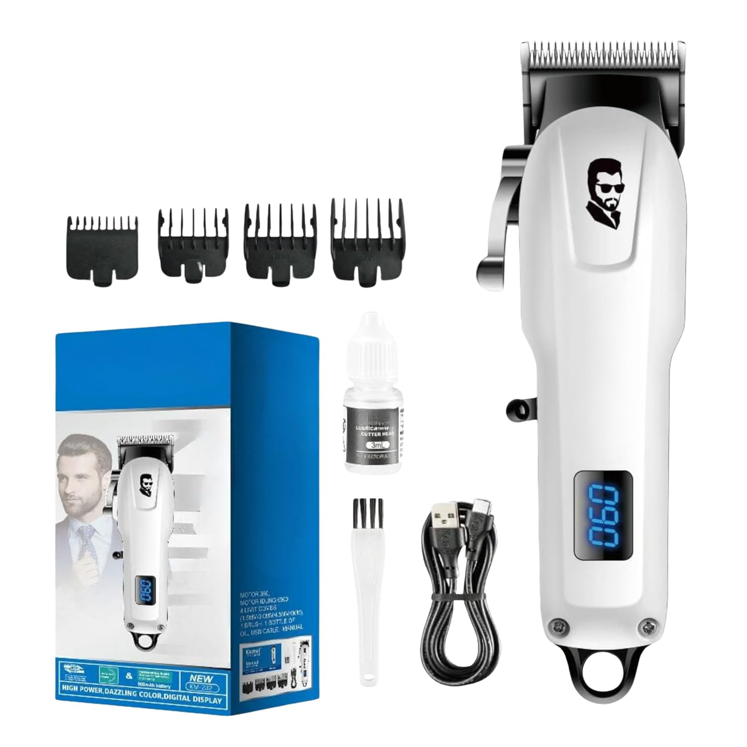 KM232 Professional Trimmer with 120 min Runtime 4 Length Settings Heavy ...
