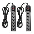 KMC 6-Outlet Surge Protector Power Strip 2-Pack, 900 Joules, 4-Foot ...