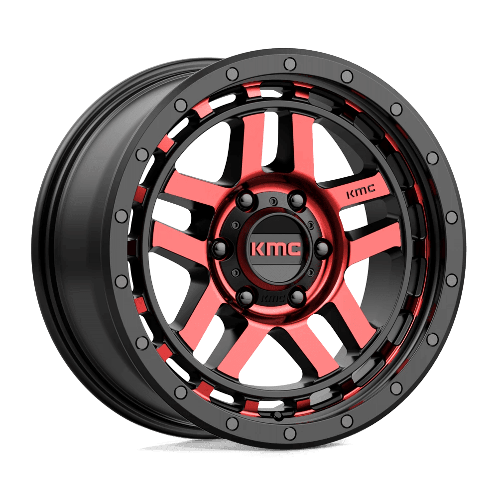 KMC Aluminum Rim KM540 RECON 18X8.5in Gloss Black Machined with Red ...
