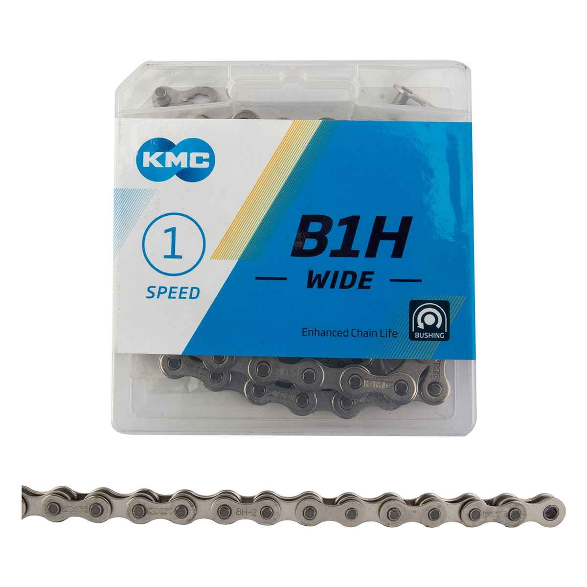 KMC B1H Chain Single Speed 98 Links Silver 1/2" x 1/8" Track Fixed Gear ...