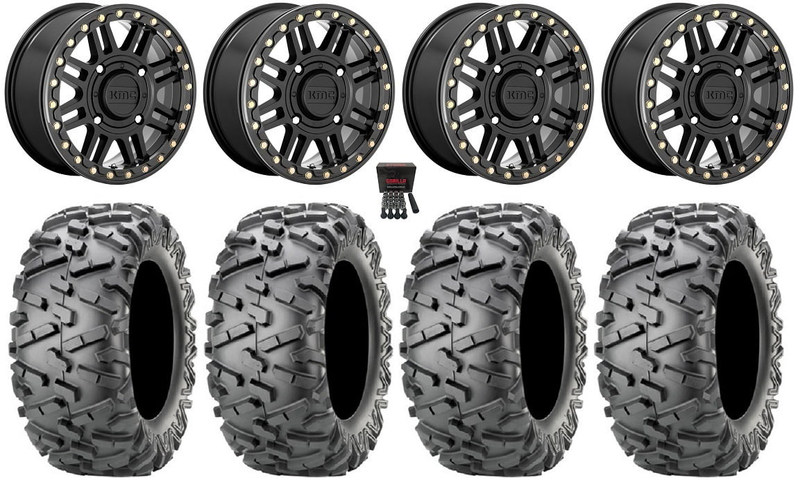 KMC Cage Beadlock 15" Wheels Black 30" Big Horn 2.0 Tires Can-Am ...