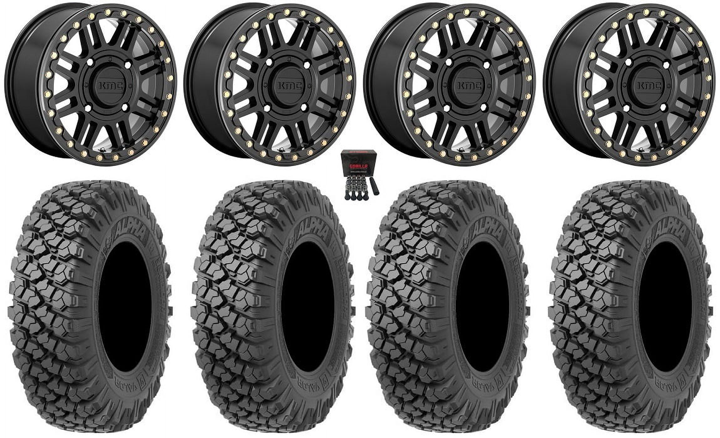 KMC Cage Beadlock 15" Wheels Black 32" Alpha Tires Can-Am Maverick X3 ...