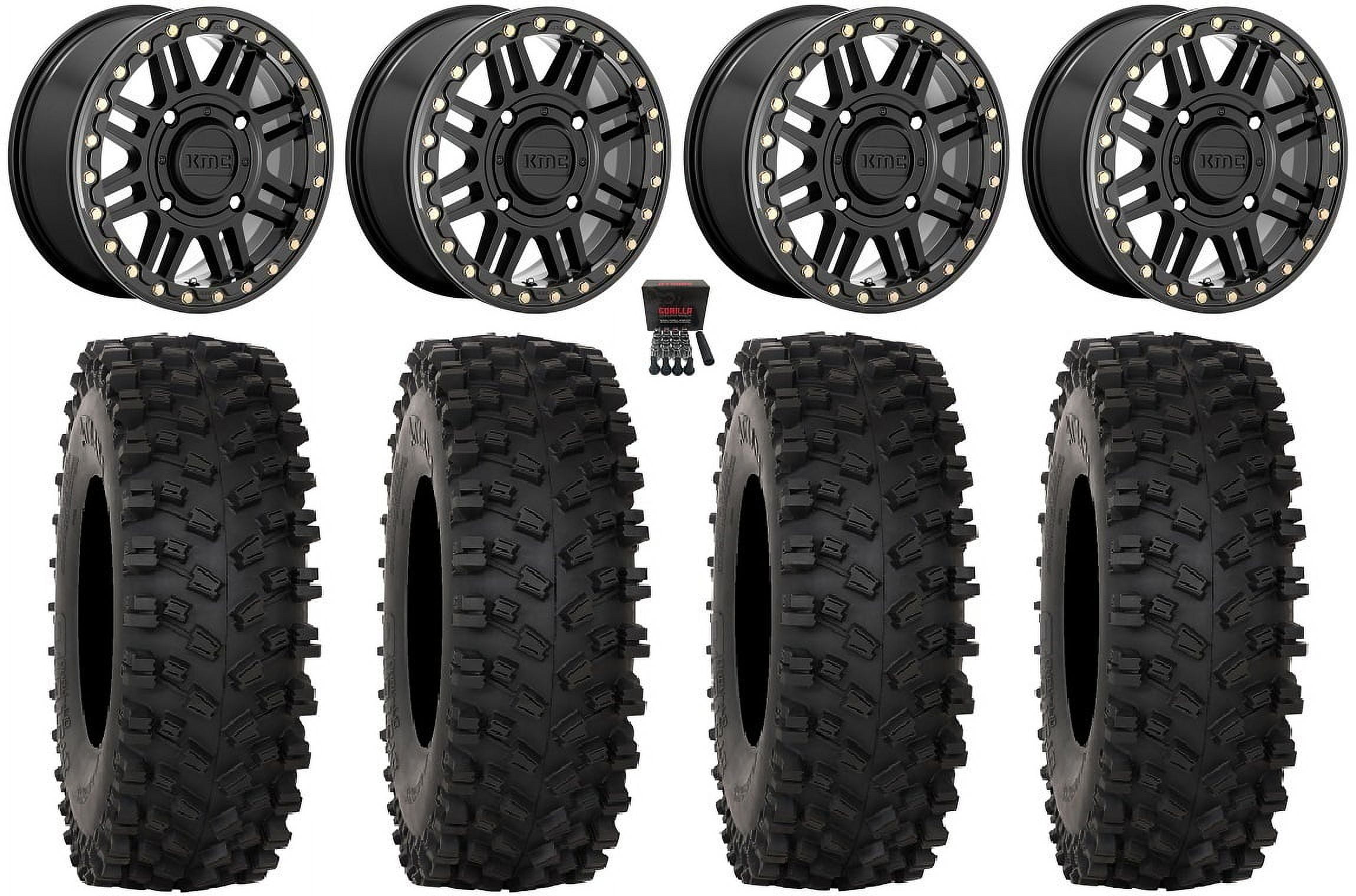 KMC Cage Beadlock 15" Wheels Black 33" ATX470 Tires Polaris RZR XP 1000 ...