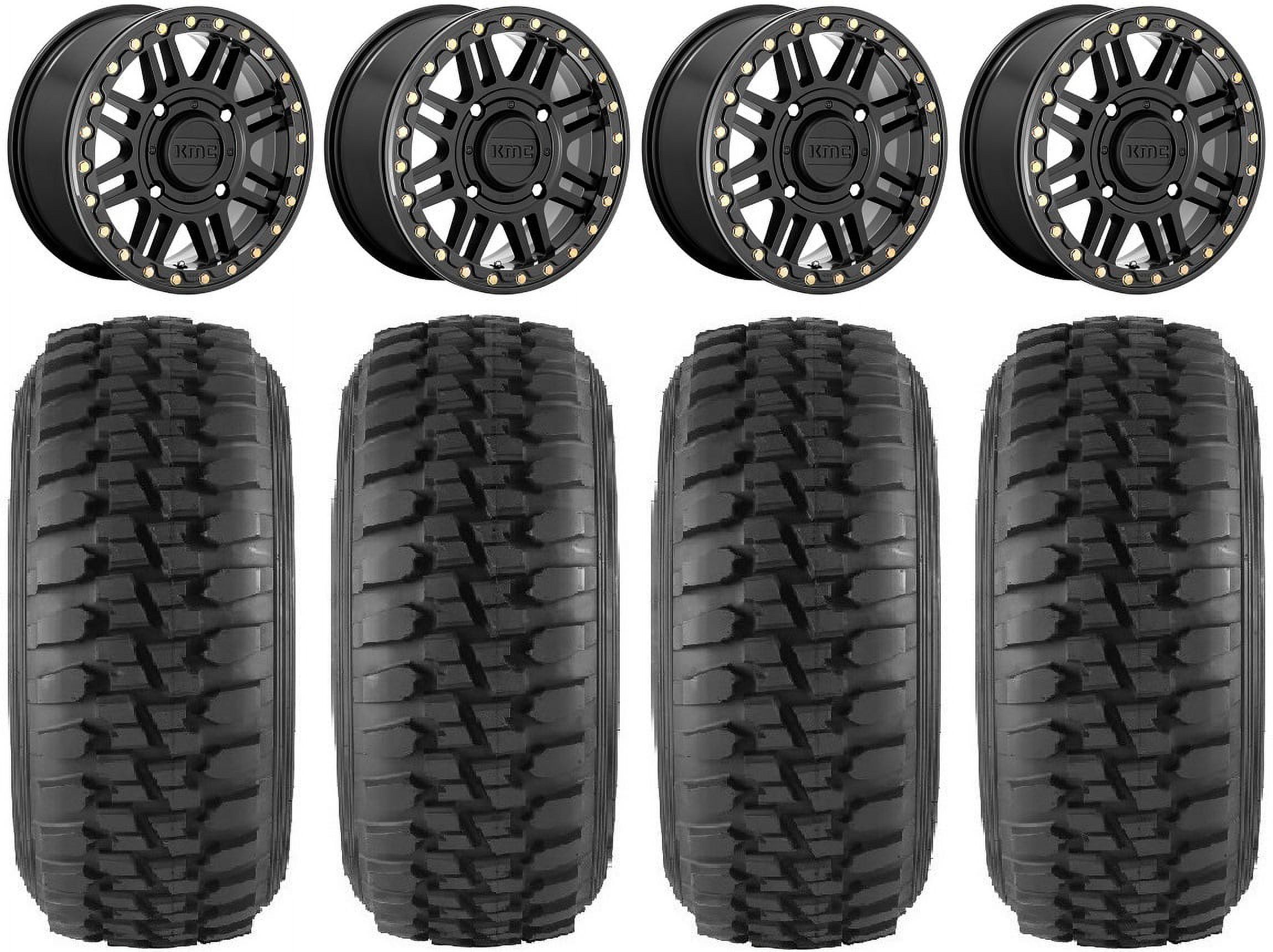 KMC Cage Beadlock 15" Wheels Black 33" Desert Series Tires Can-Am ...