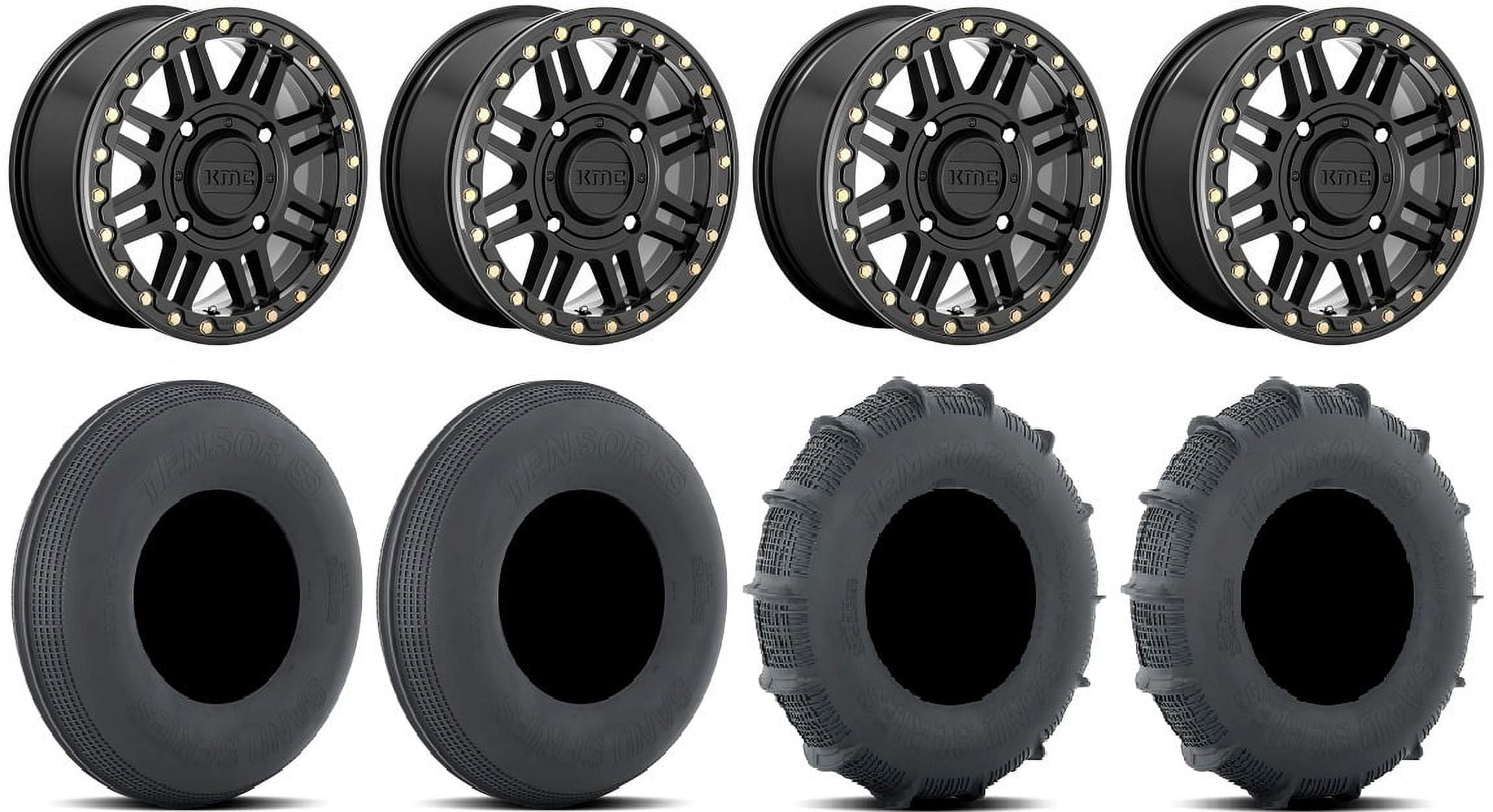 KMC Cage Beadlock 15" Wheels Black 33" Sand Series SS Tires Sportsman ...