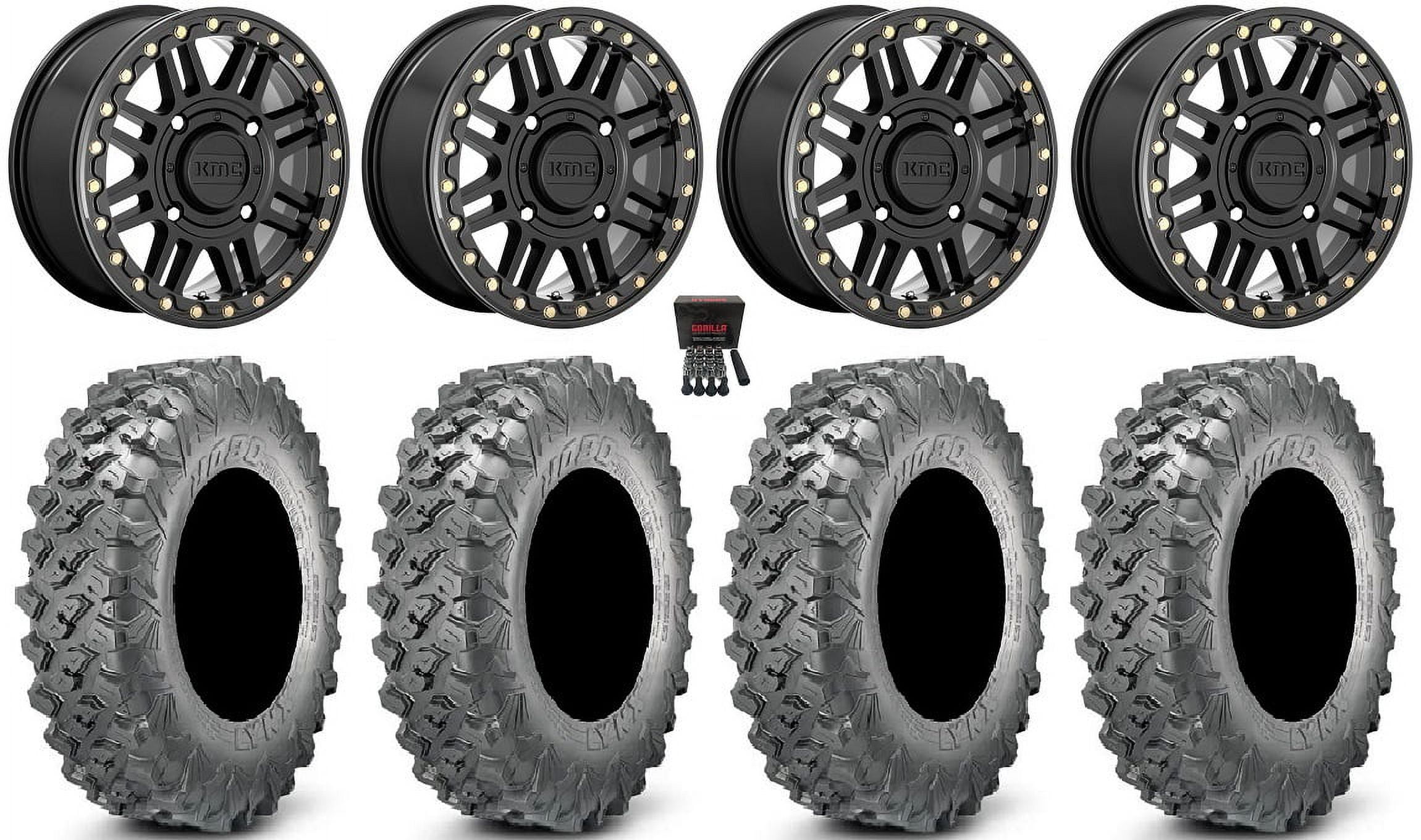 KMC Cage Beadlock 15" Wheels Black 35" Lynx SXS Tires Polaris RZR XP ...