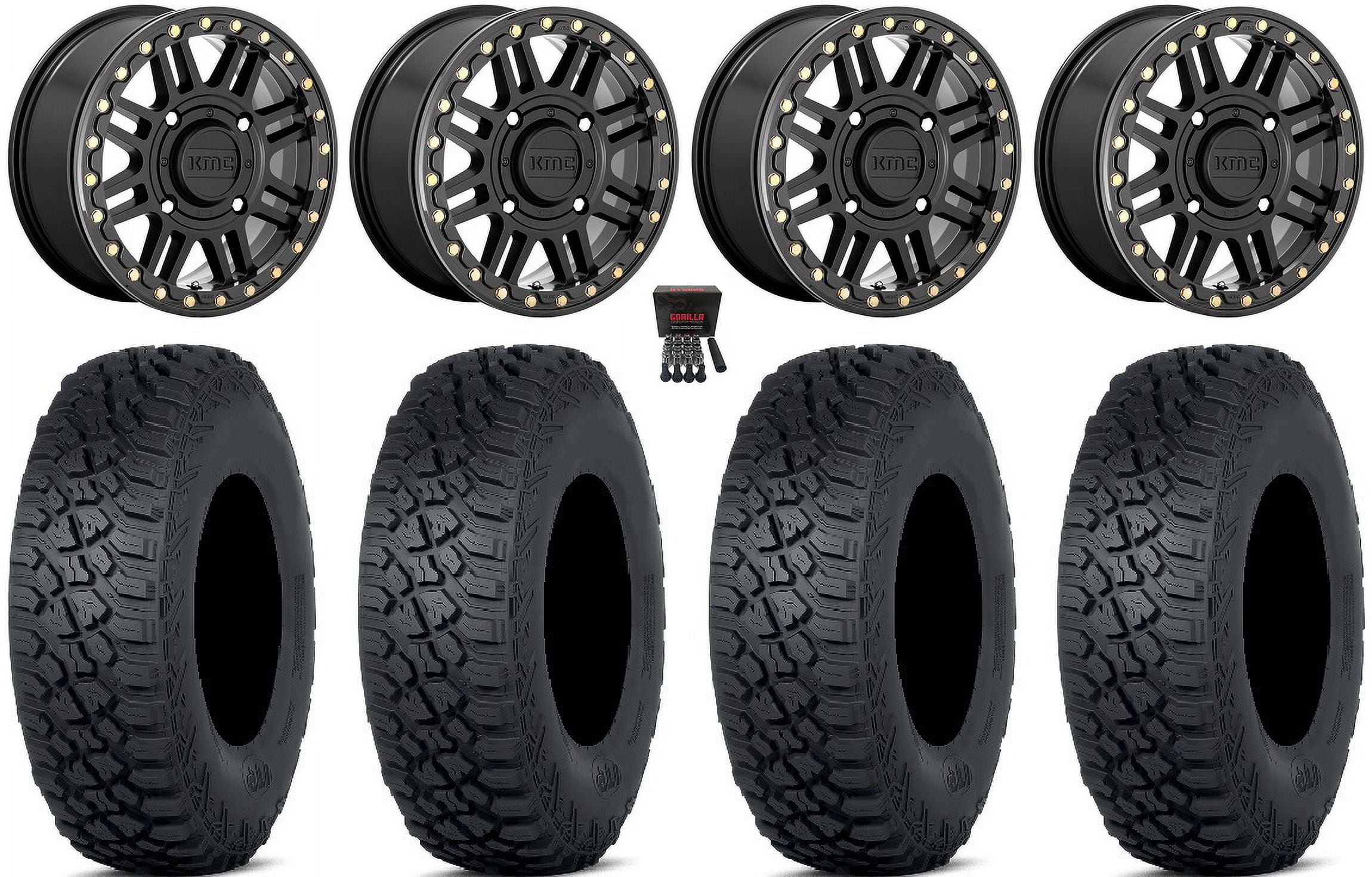 KMC Cage Beadlock 15" Wheels Black 35" Tenacity XNR Tires Can-Am ...