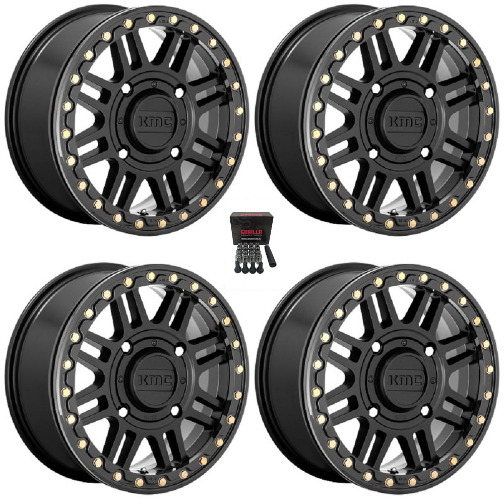 KMC Cage Beadlock 15x10 Wide Wheels Black Can-Am Commander Maverick ...