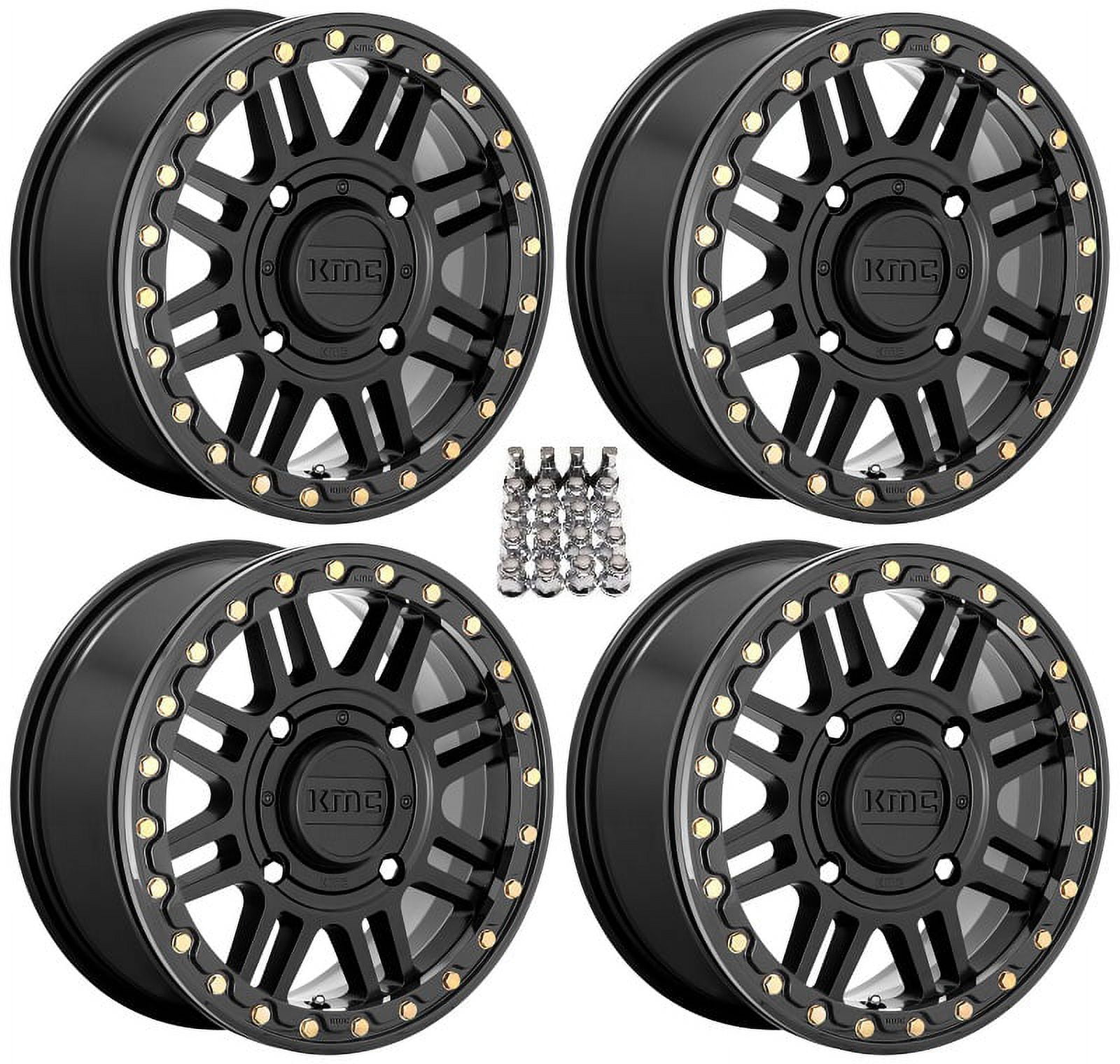 KMC Cage Beadlock 15x6 Wheels Black Can-Am Commander Maverick Renegade ...
