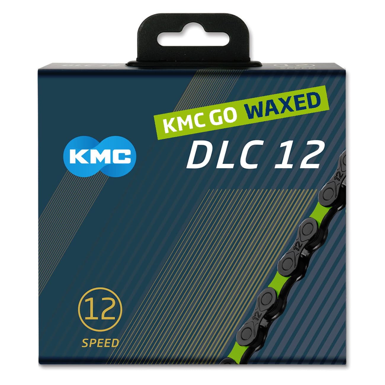 KMC DLC12 Black/Apple Green Waxed 126L chain - Walmart.com