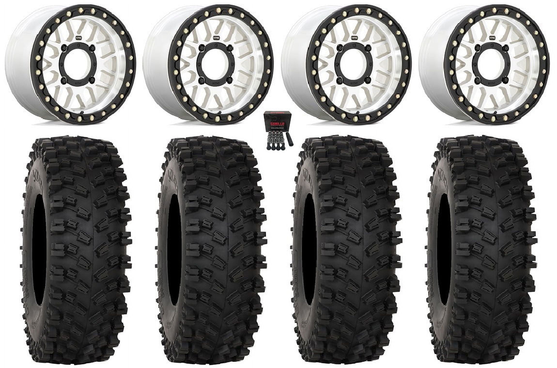 KMC Grenade Bdlk 15" Wheels Mh +10mm 33" ATX470 Tires Polaris RZR XP ...