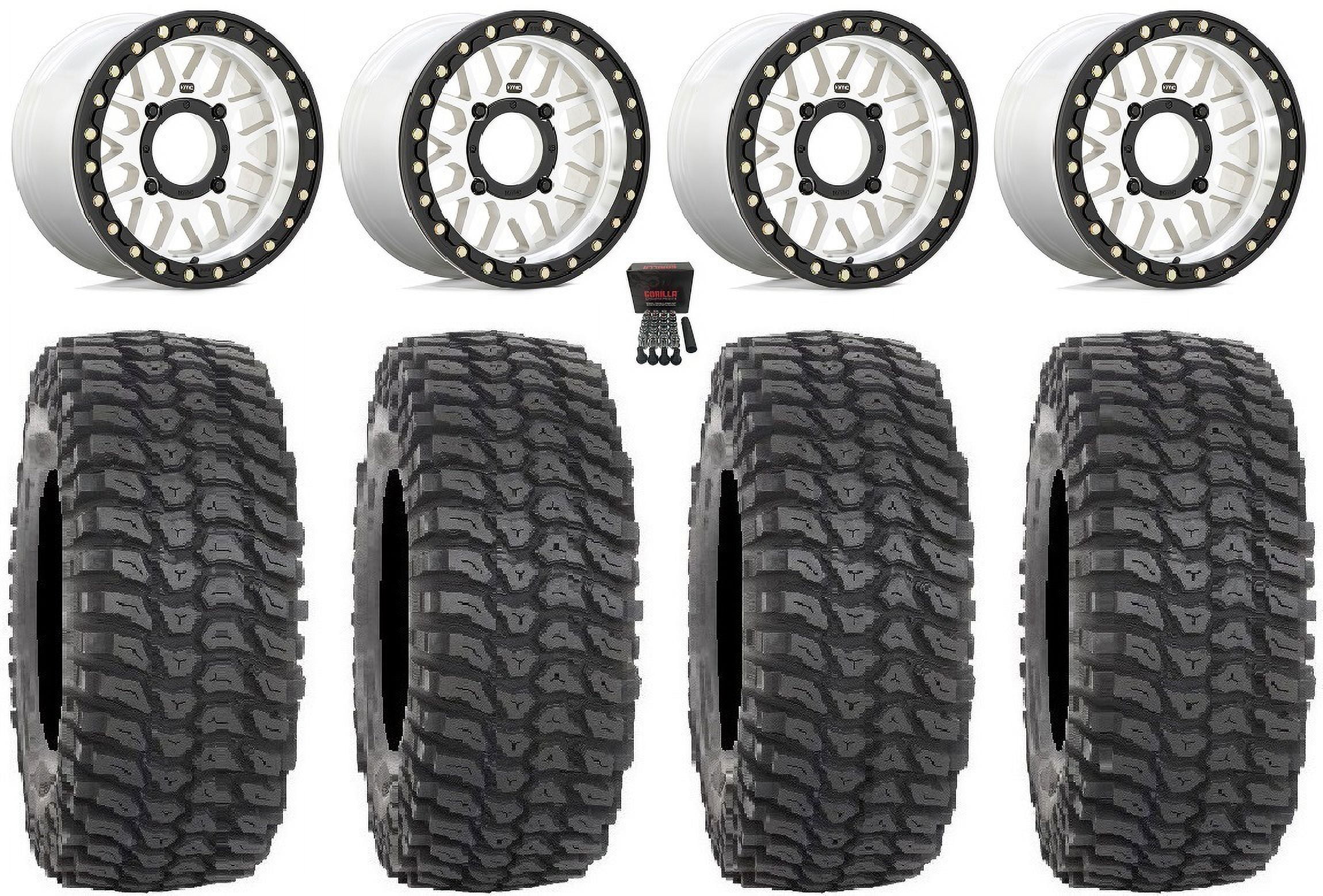 KMC Grenade Bdlk 15" Wheels Mh +10mm 35" XCR350 Tires Sportsman RZR ...