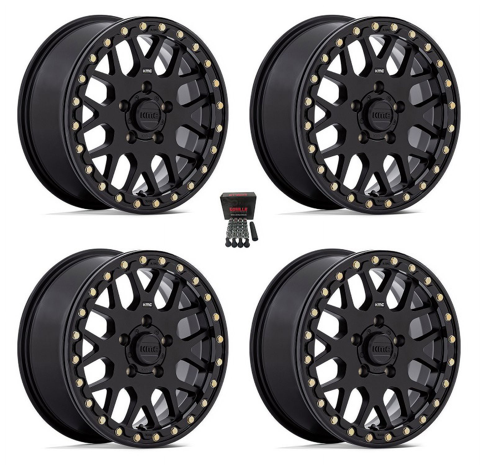KMC Grenade Beadlock 15" Wheels Bk (+38mm) Polaris RZR Turbo R & Pro R ...