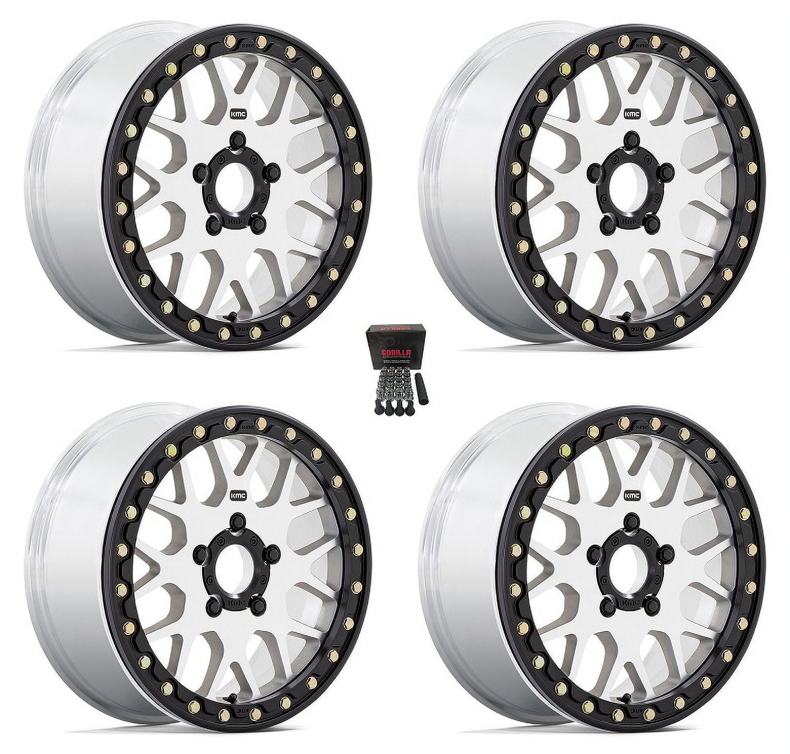 KMC Grenade Beadlock 15" Wheels Mh (+38mm) Polaris RZR Turbo R & Pro R ...
