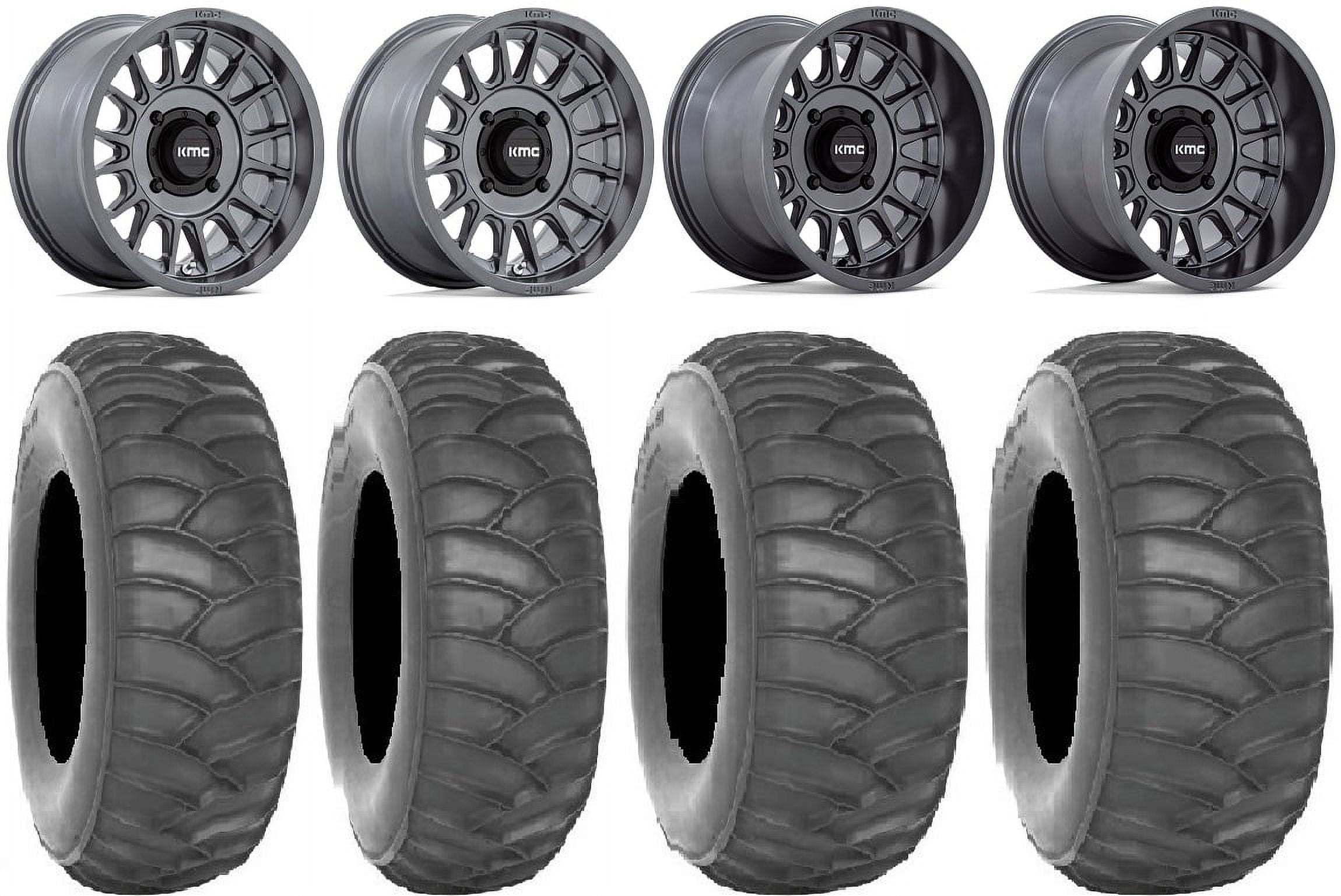 KMC Impact 15" Wheels Anthracite 32" SS360/HP Tires Sportsman RZR ...