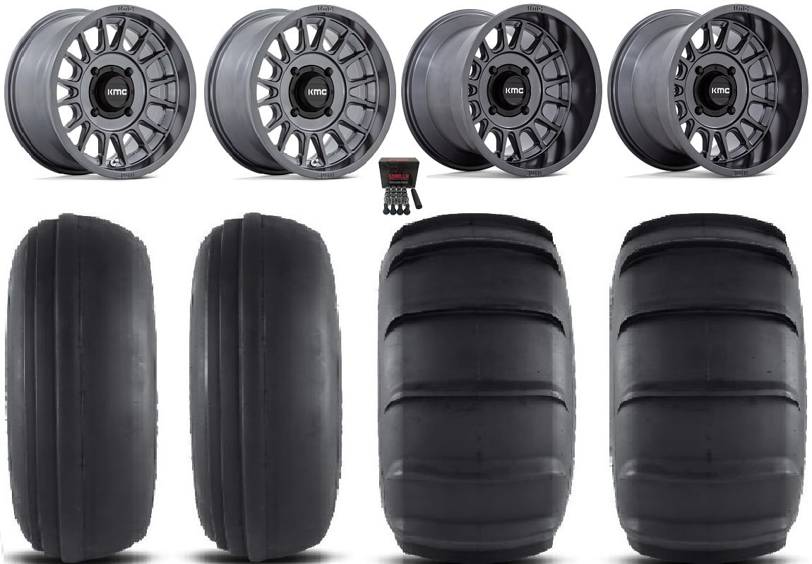 KMC Impact 15" Wheels Anthracite 32" Sand Slinger Tires Sportsman RZR ...