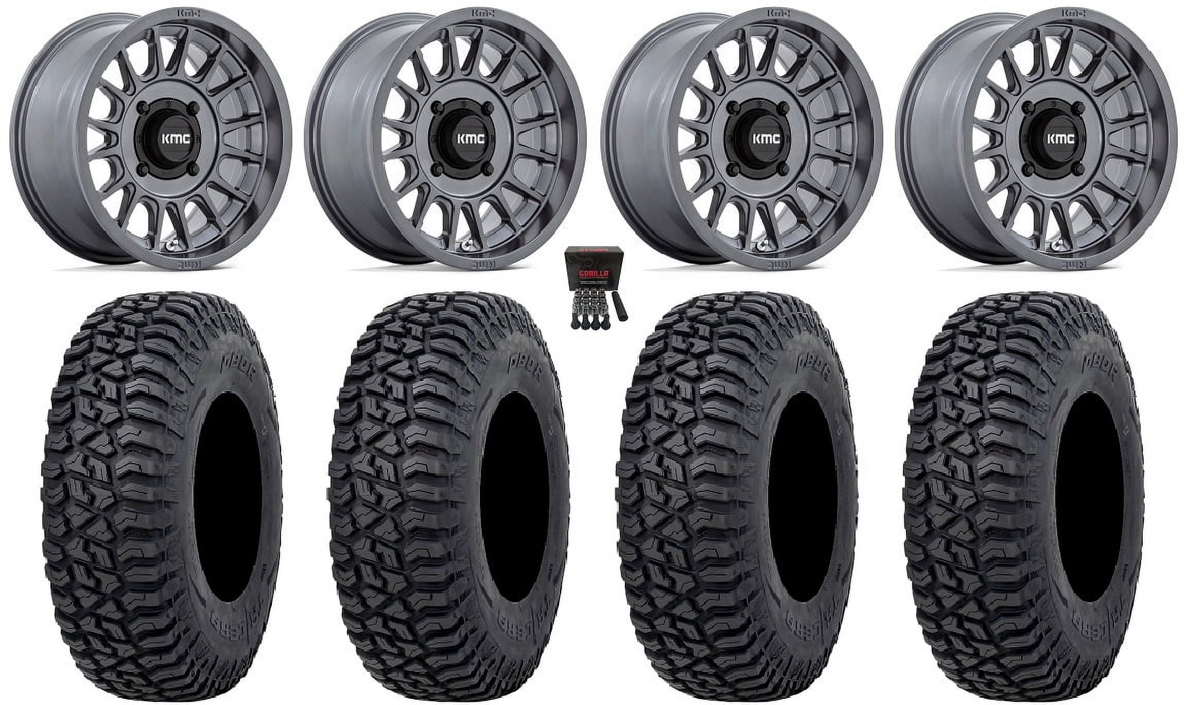 KMC Impact 15" Wheels Anthracite 32" Tricera Tires Can-Am Maverick X3 ...