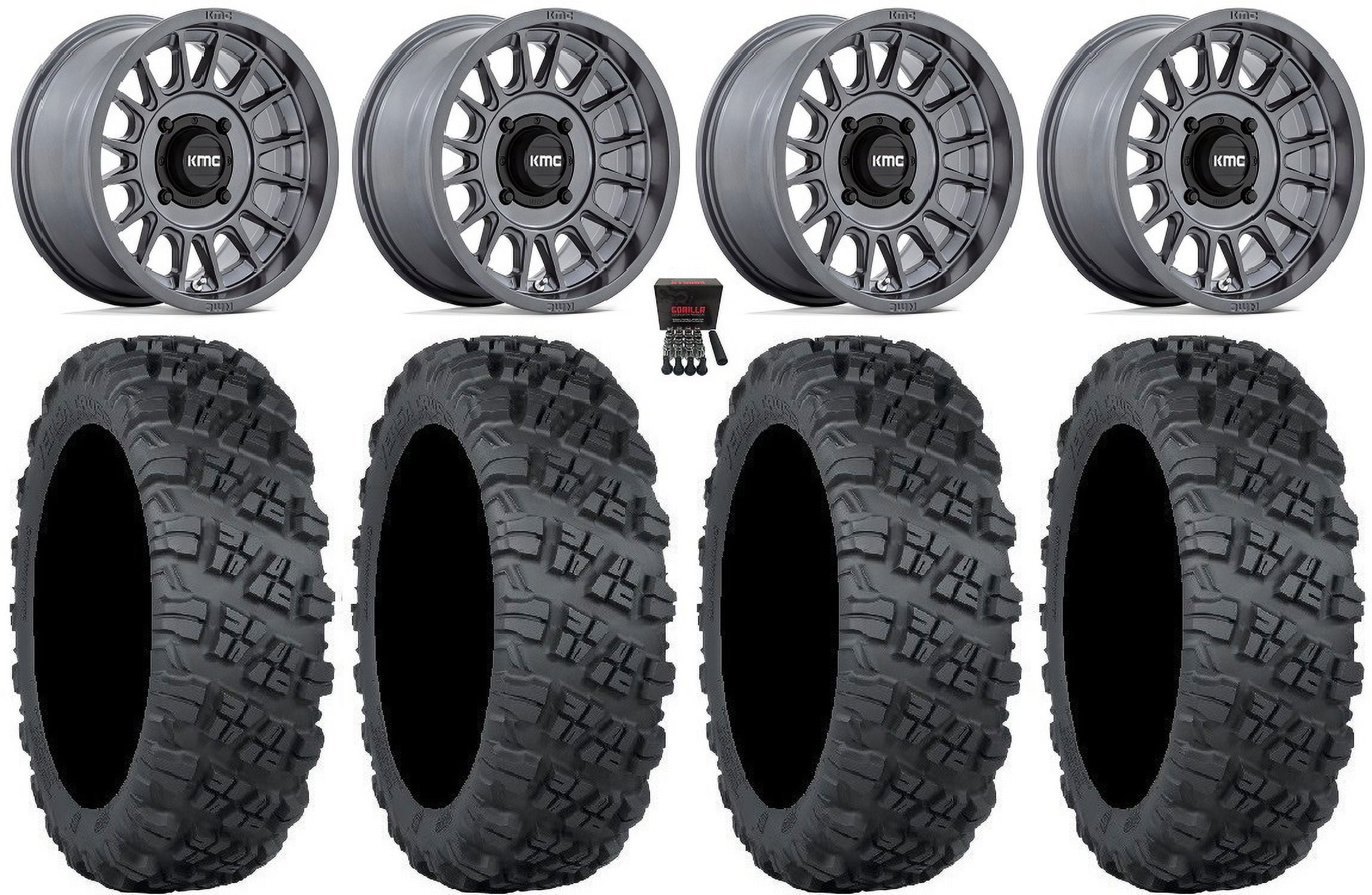 KMC Impact 15" Wheels Anthracite 32" Versa Cross V3 Tires Polaris RZR ...