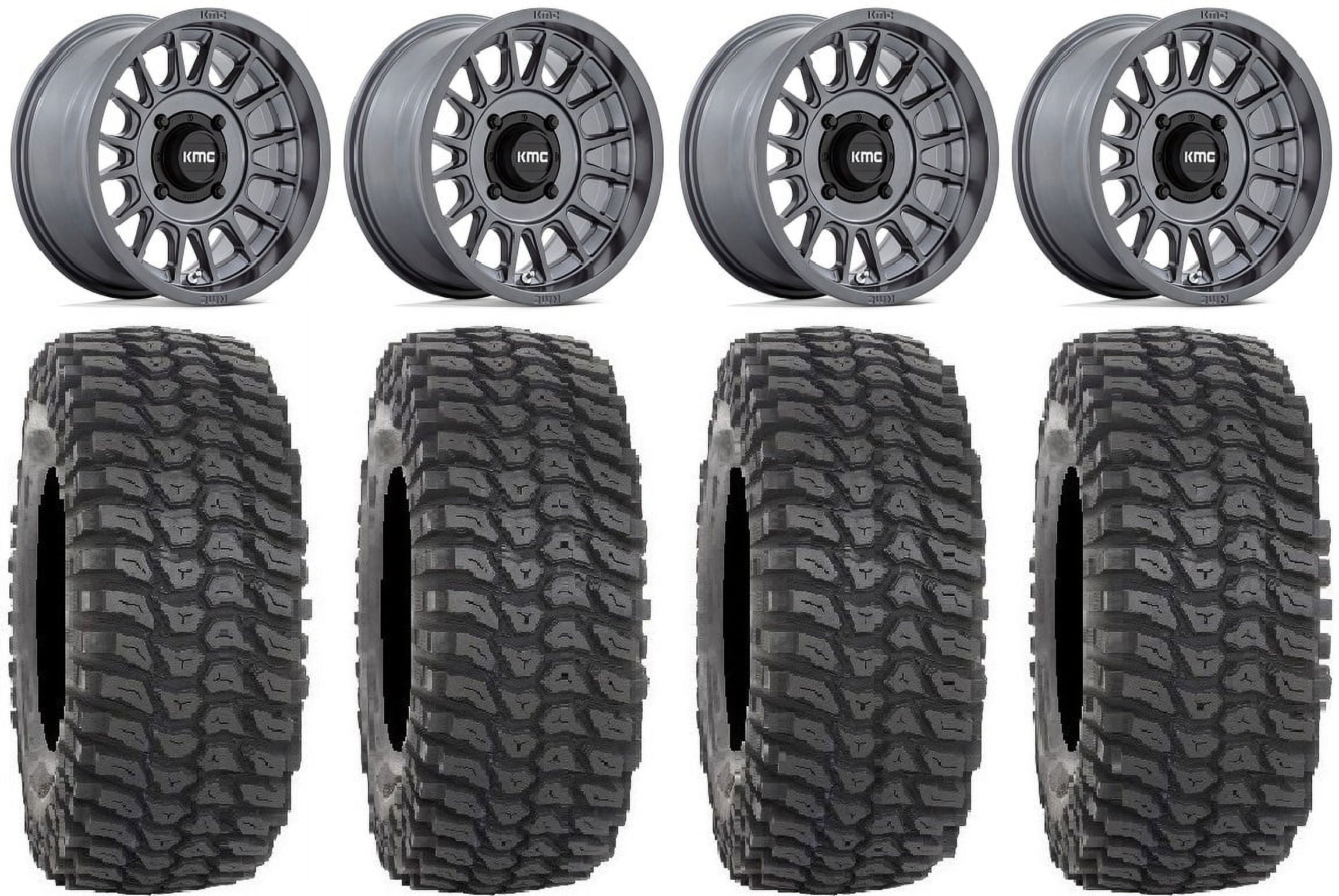 KMC Impact 15" Wheels Anthracite 32" XCR350 Tires Polaris RZR XP 1000 ...