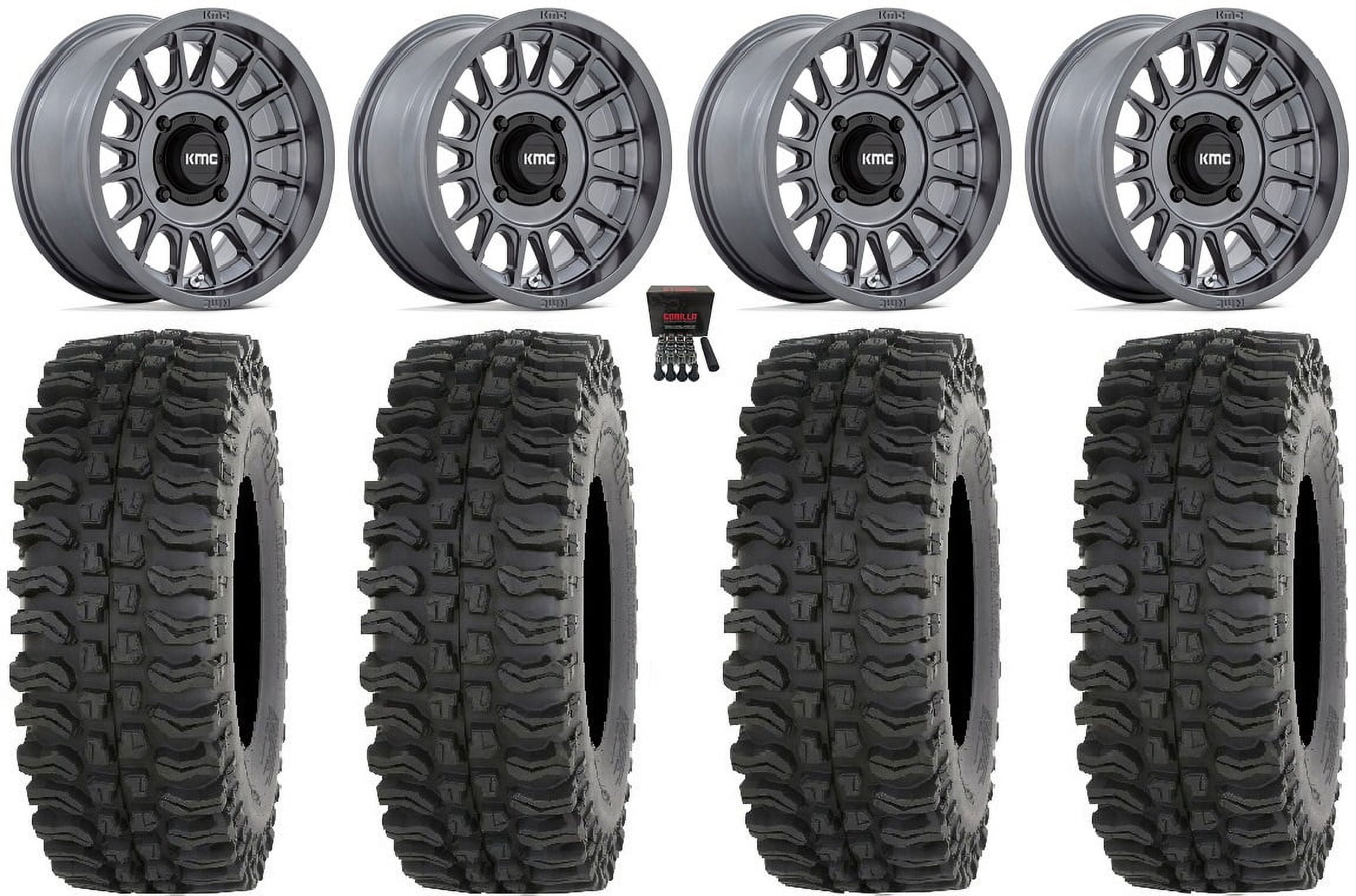 KMC Impact 15" Wheels Anthracite 33" BDC Tires Polaris RZR XP 1000 ...