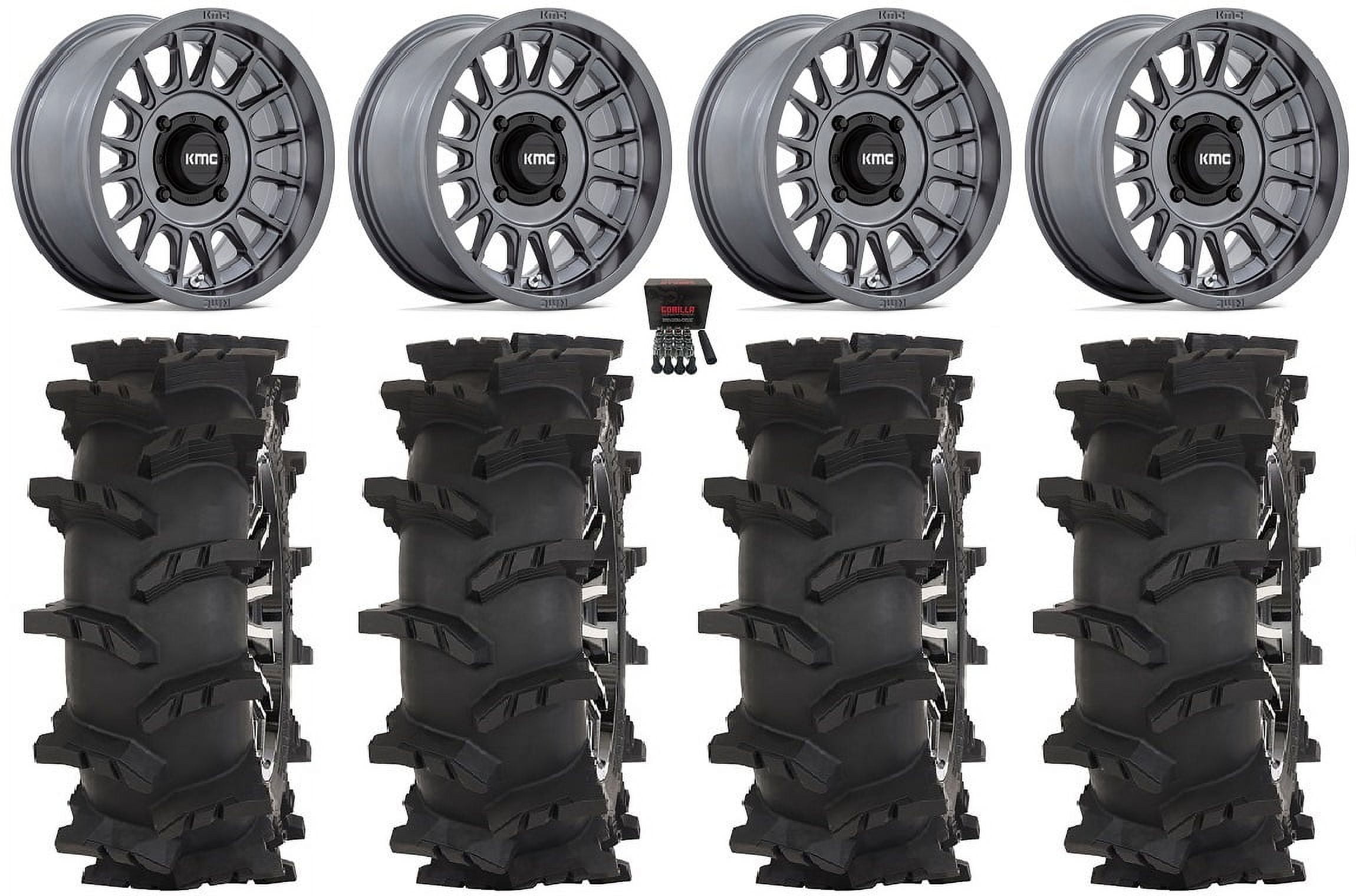 KMC Impact 15" Wheels Anthracite 33" Outlaw Max Tires Polaris RZR XP ...