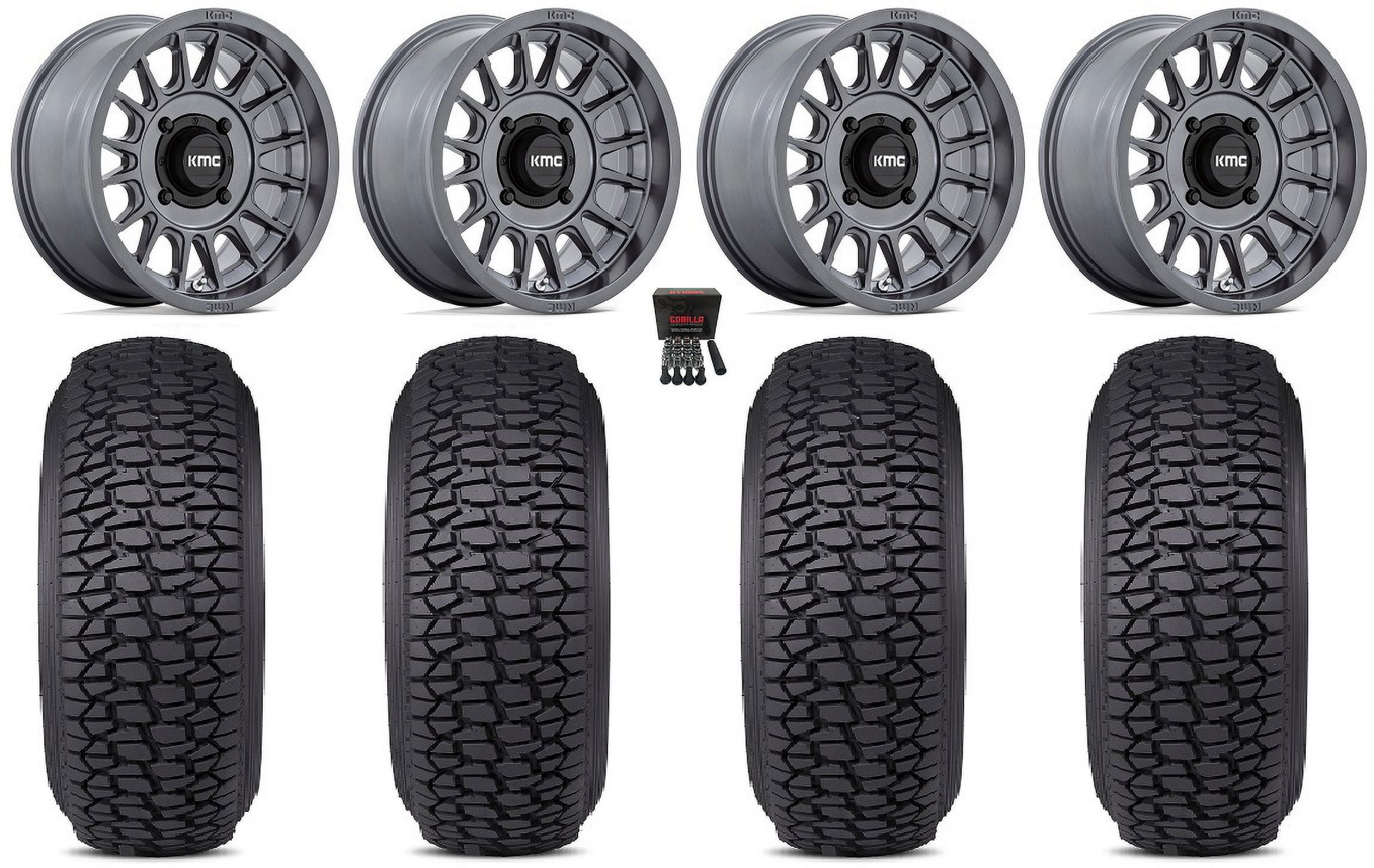 KMC Impact 15" Wheels Anthracite 33" Regulator 2 Tires Can-Am Commander ...