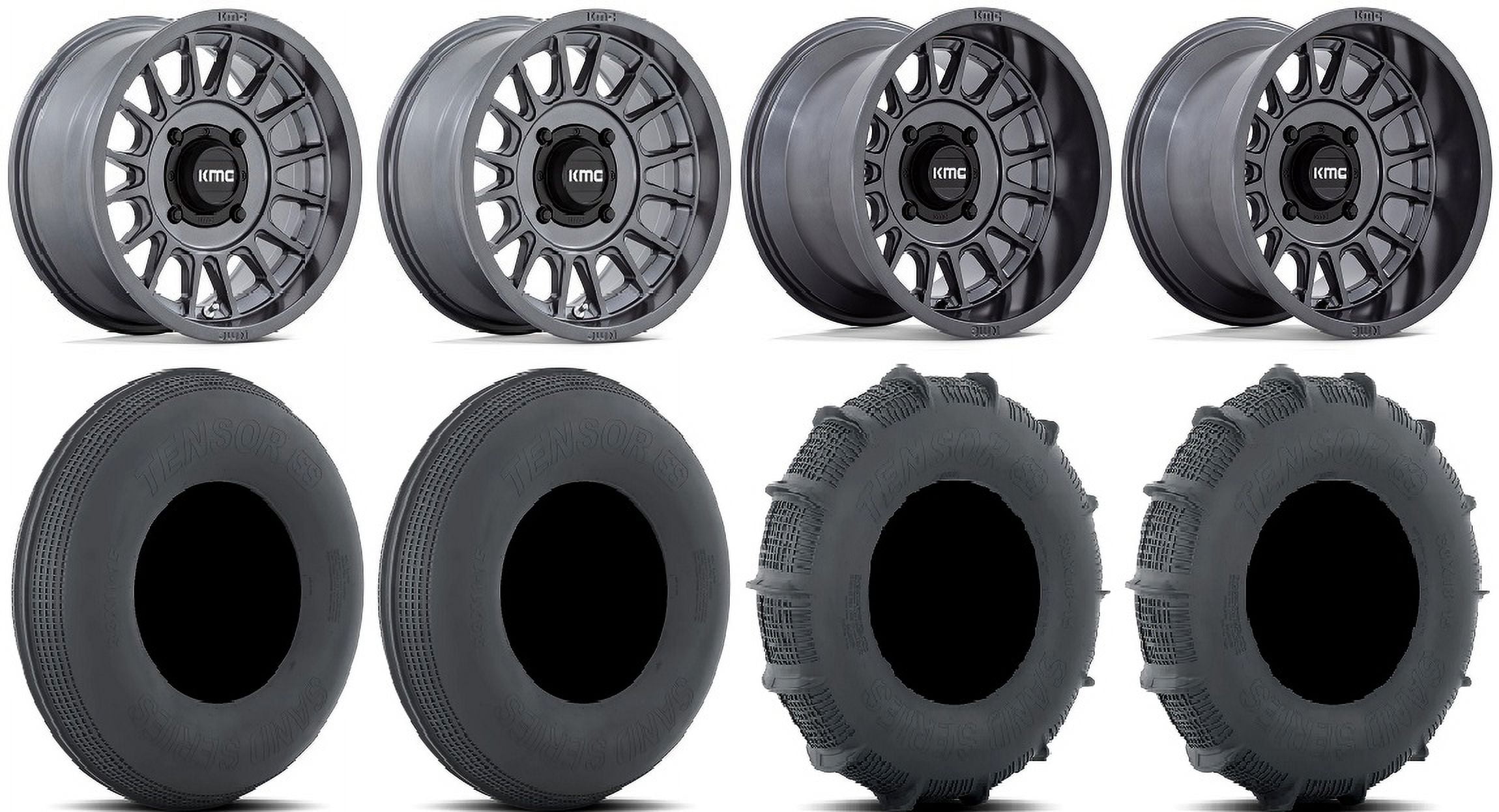 KMC Impact 15" Wheels Anthracite 33" Sand Series SS Tires Polaris RZR ...