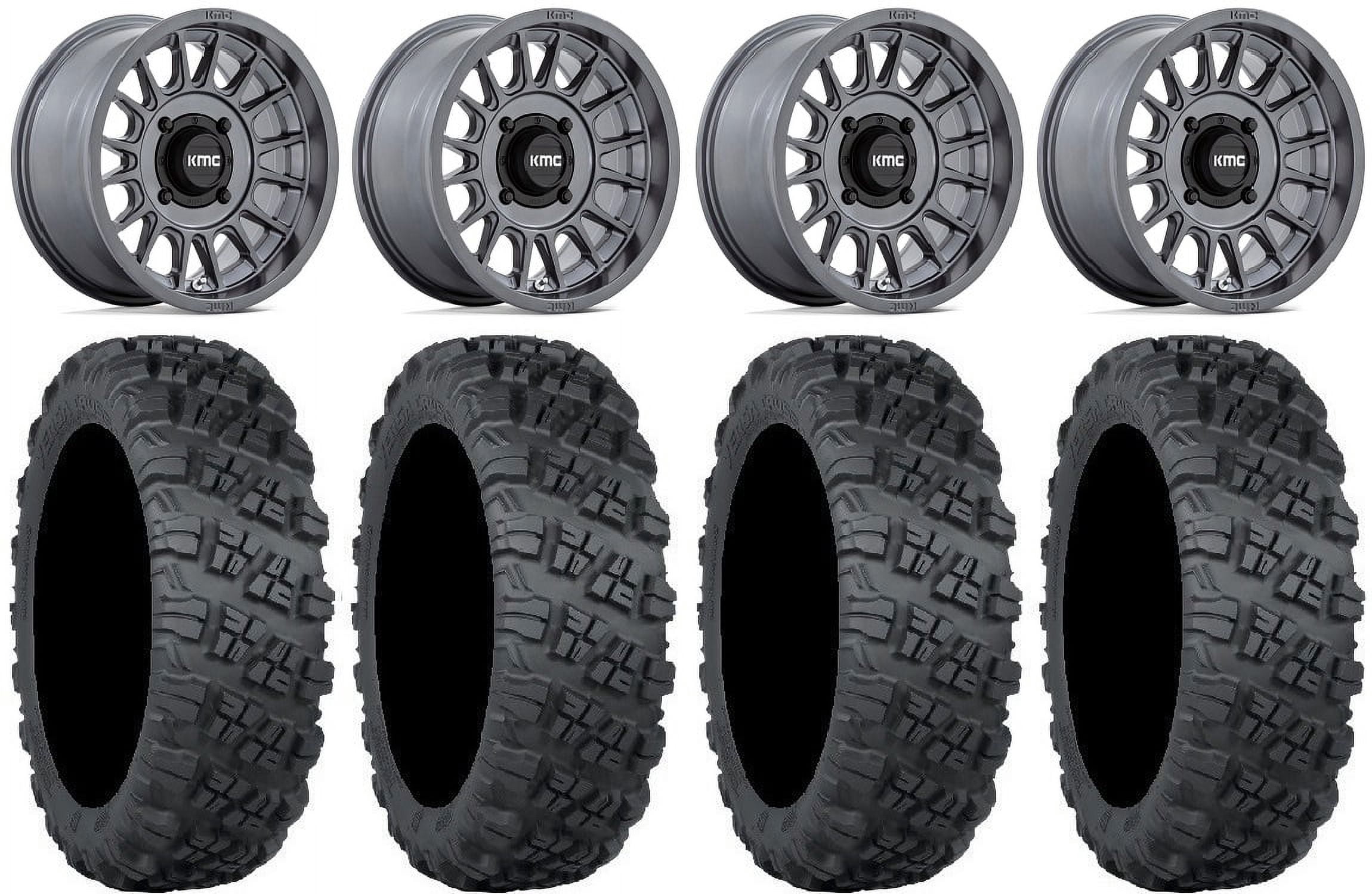 KMC Impact 15" Wheels Anthracite 33" Versa Cross V3 Tires Polaris RZR ...