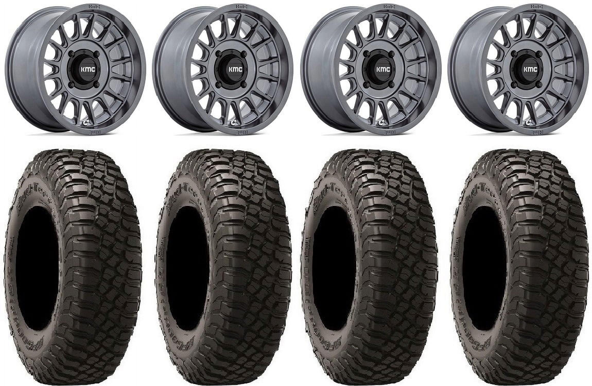 KMC Impact 15" Wheels Anthracite 35" BFG KM3 Tires Polaris RZR XP 1000 ...
