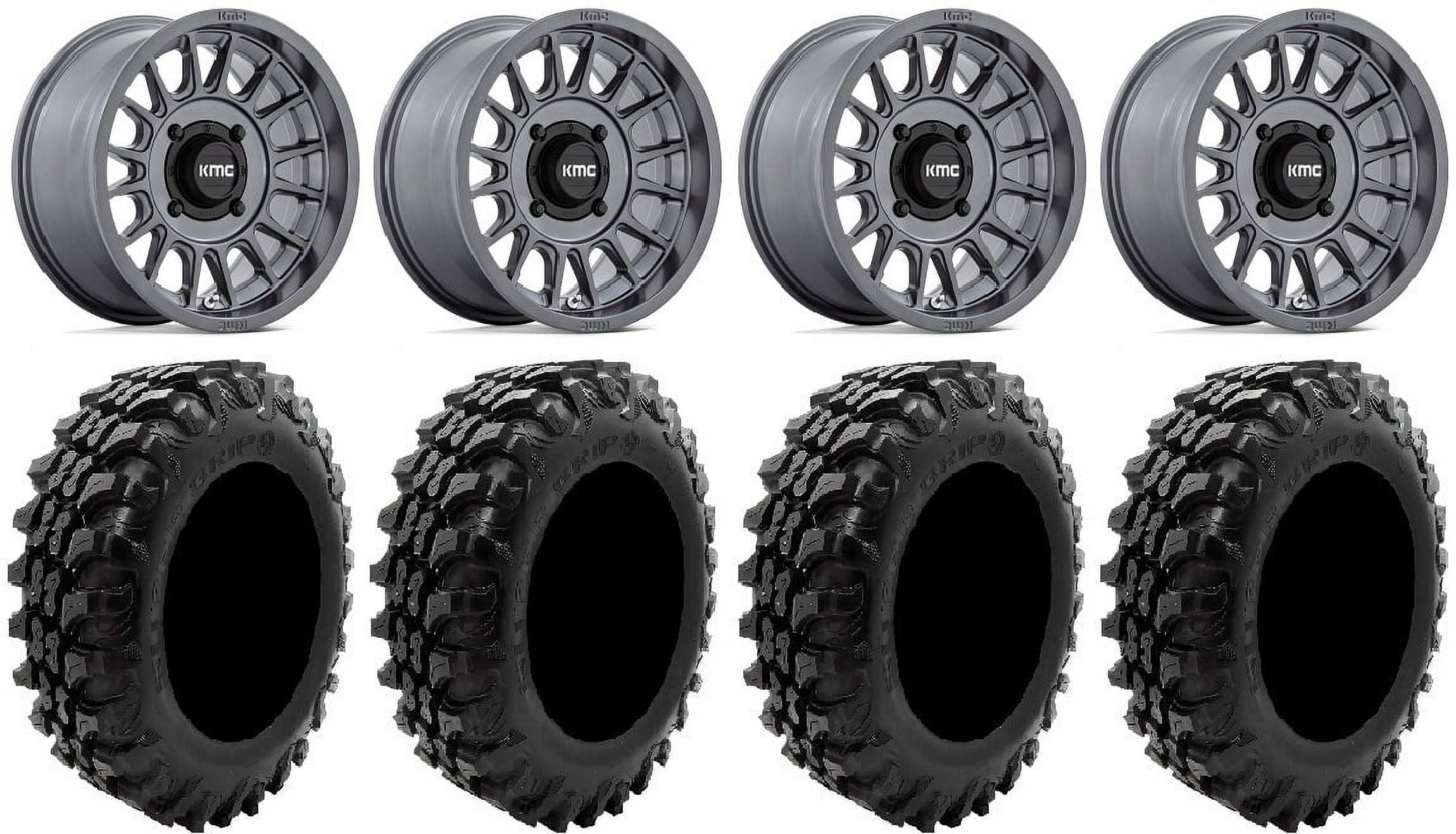 KMC Impact 15" Wheels Anthracite 35" K9 XT Tires Polaris RZR XP 1000 ...
