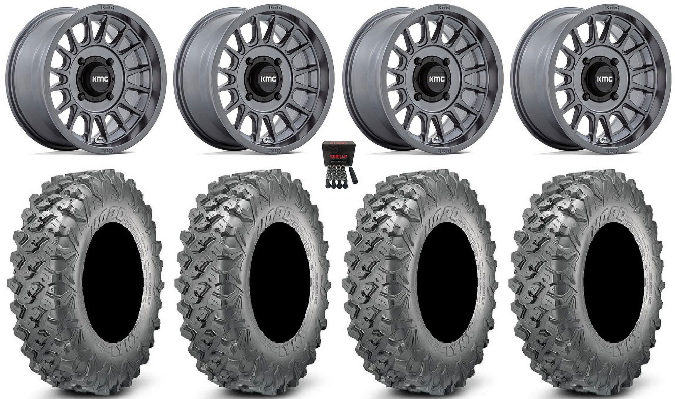 KMC Impact 15" Wheels Anthracite 35" Lynx SXS Tires Polaris RZR XP 1000 ...