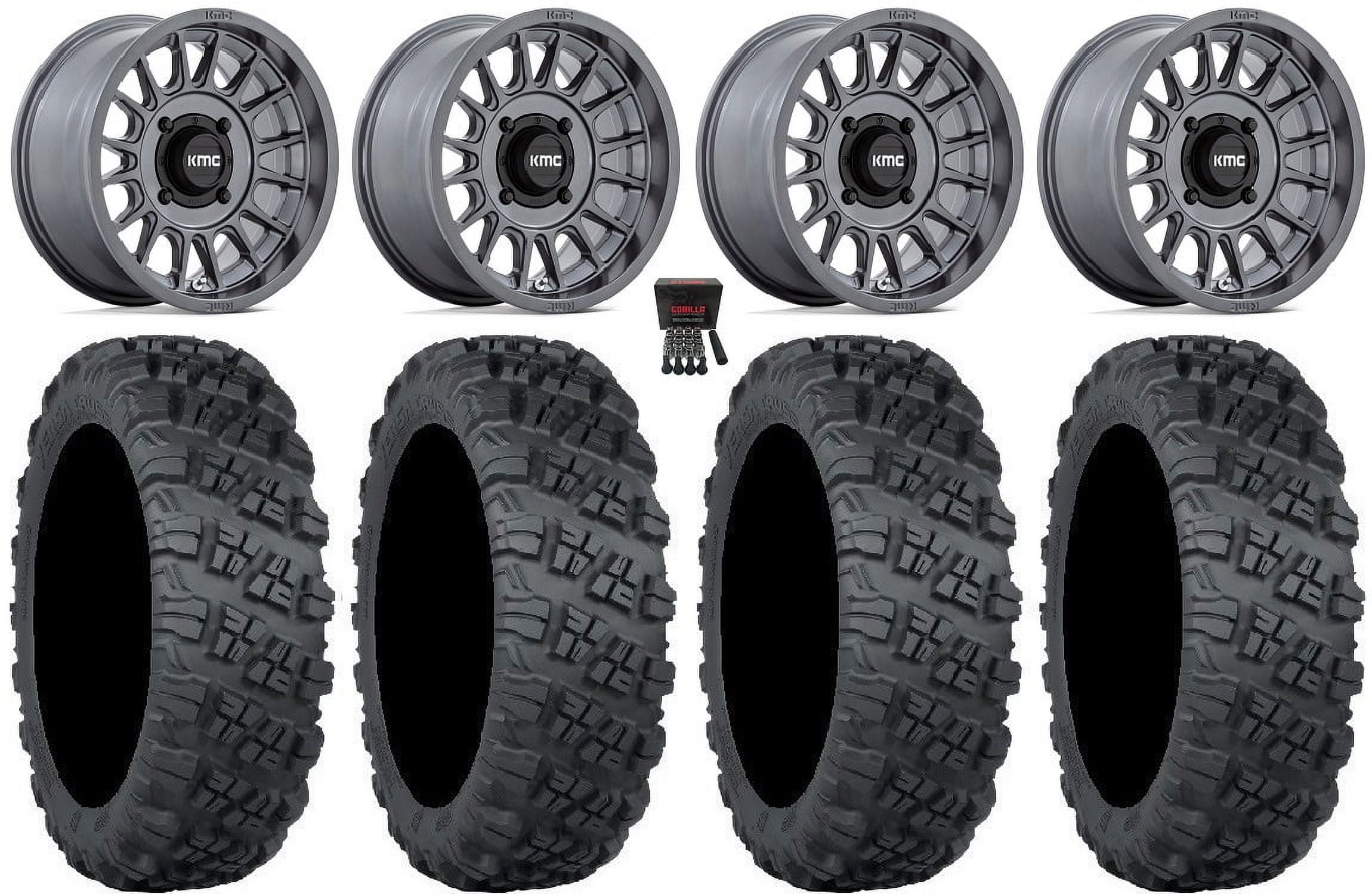 KMC Impact 15" Wheels Anthracite 35" Versa Cross V3 Tires Polaris RZR ...