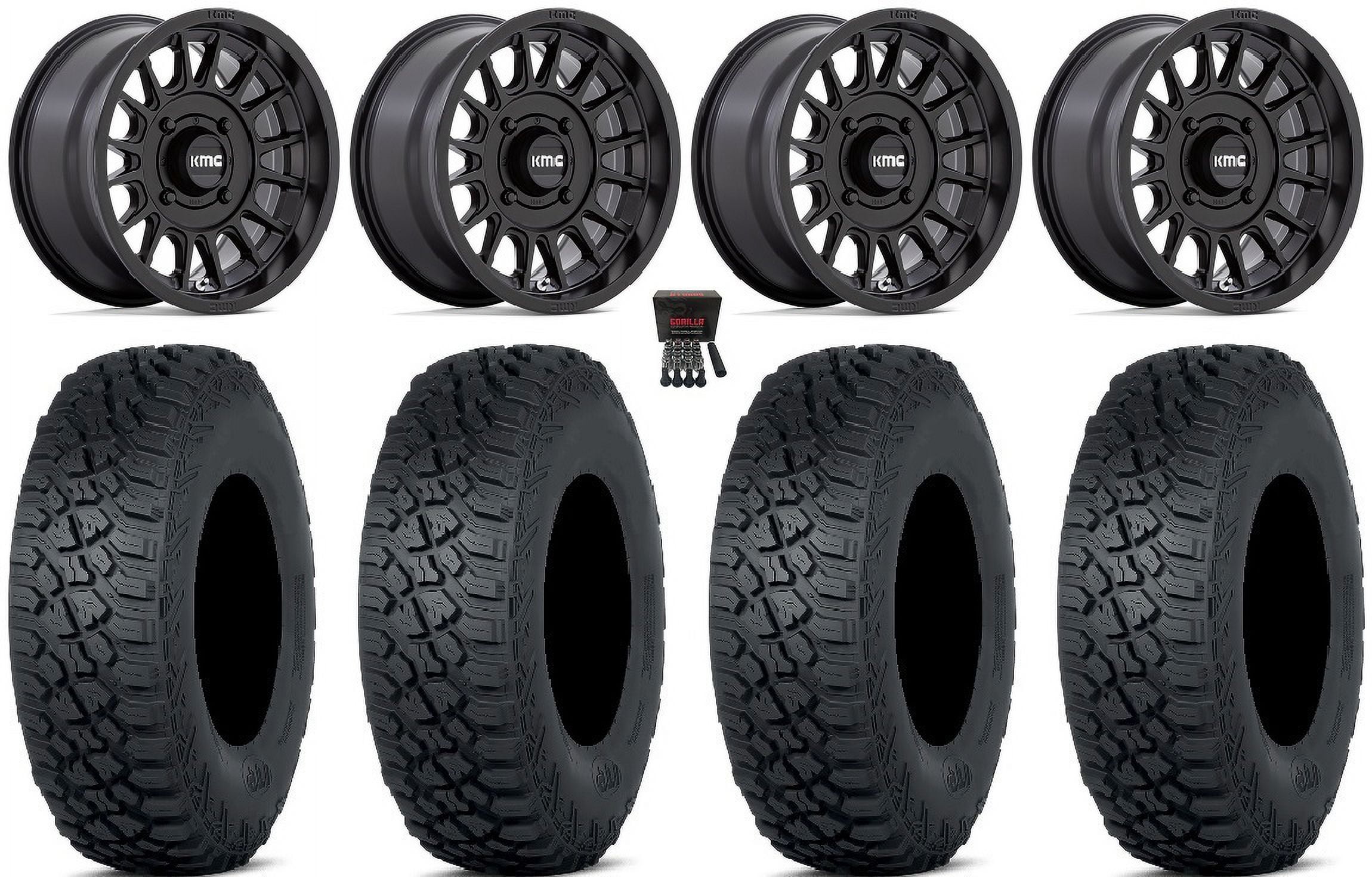 KMC Impact 15" Wheels Bk 30" Tenacity XNR (8ply) Tires Polaris RZR XP ...
