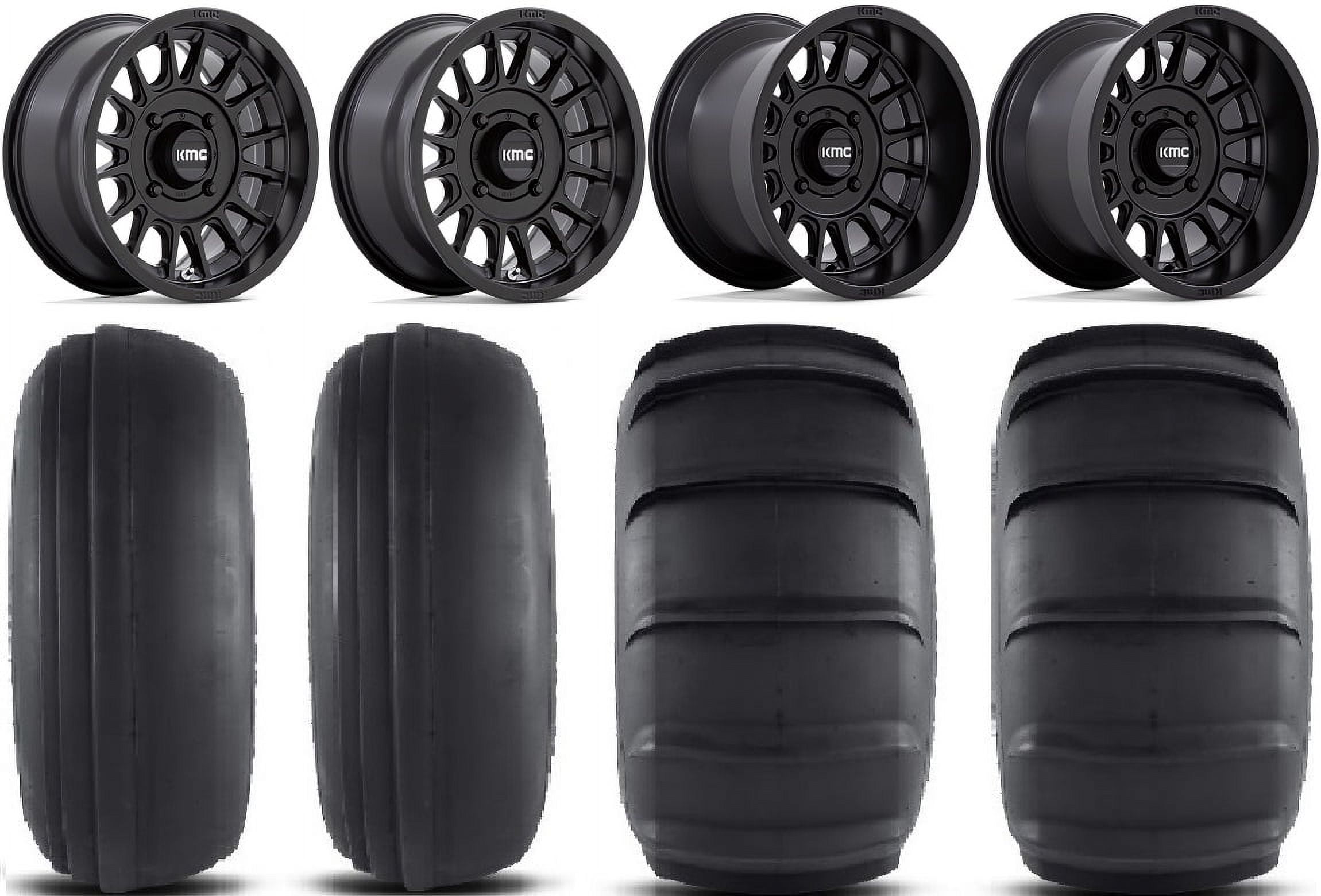 KMC Impact 15" Wheels Black 31" Sand Slinger Tires Can-Am Maverick X3 ...