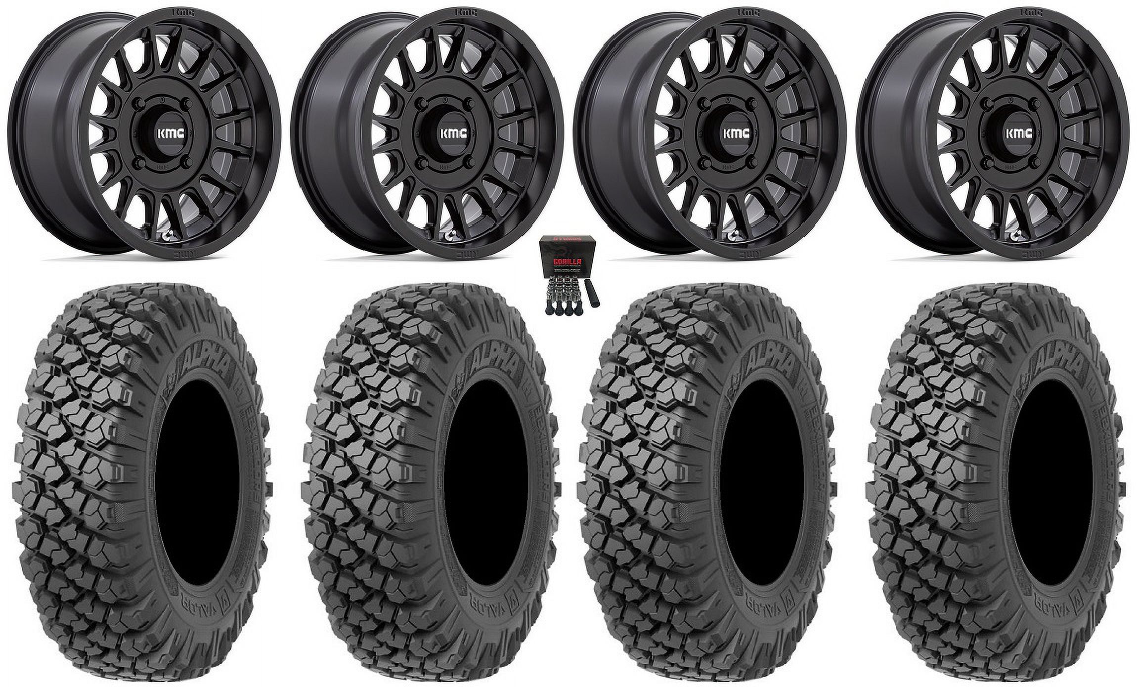 KMC Impact 15" Wheels Black 32" Alpha Tires Can-Am Maverick X3 / Honda ...