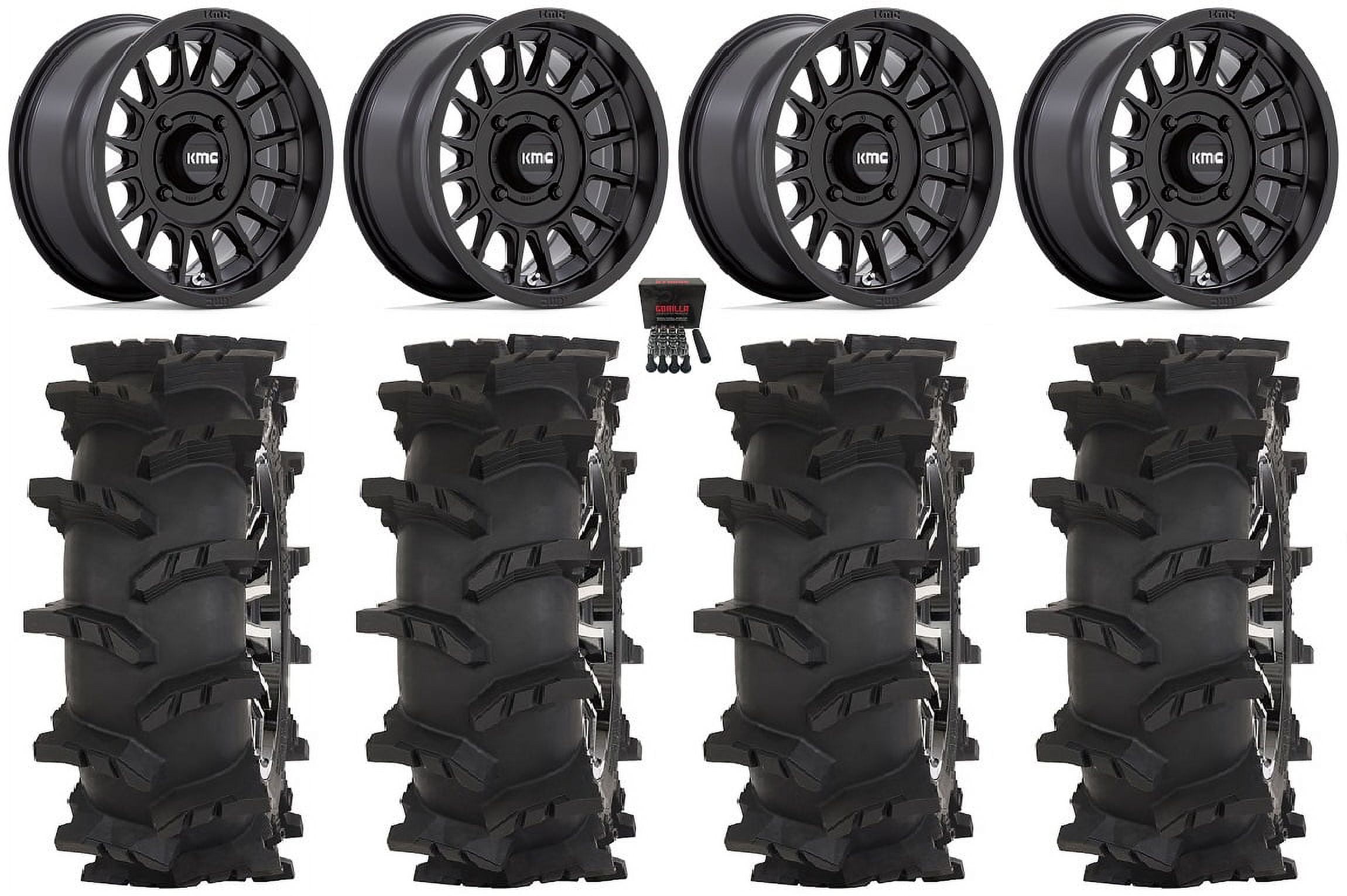 KMC Impact 15" Wheels Black 32" Outlaw Max Tires Polaris RZR XP 1000 ...