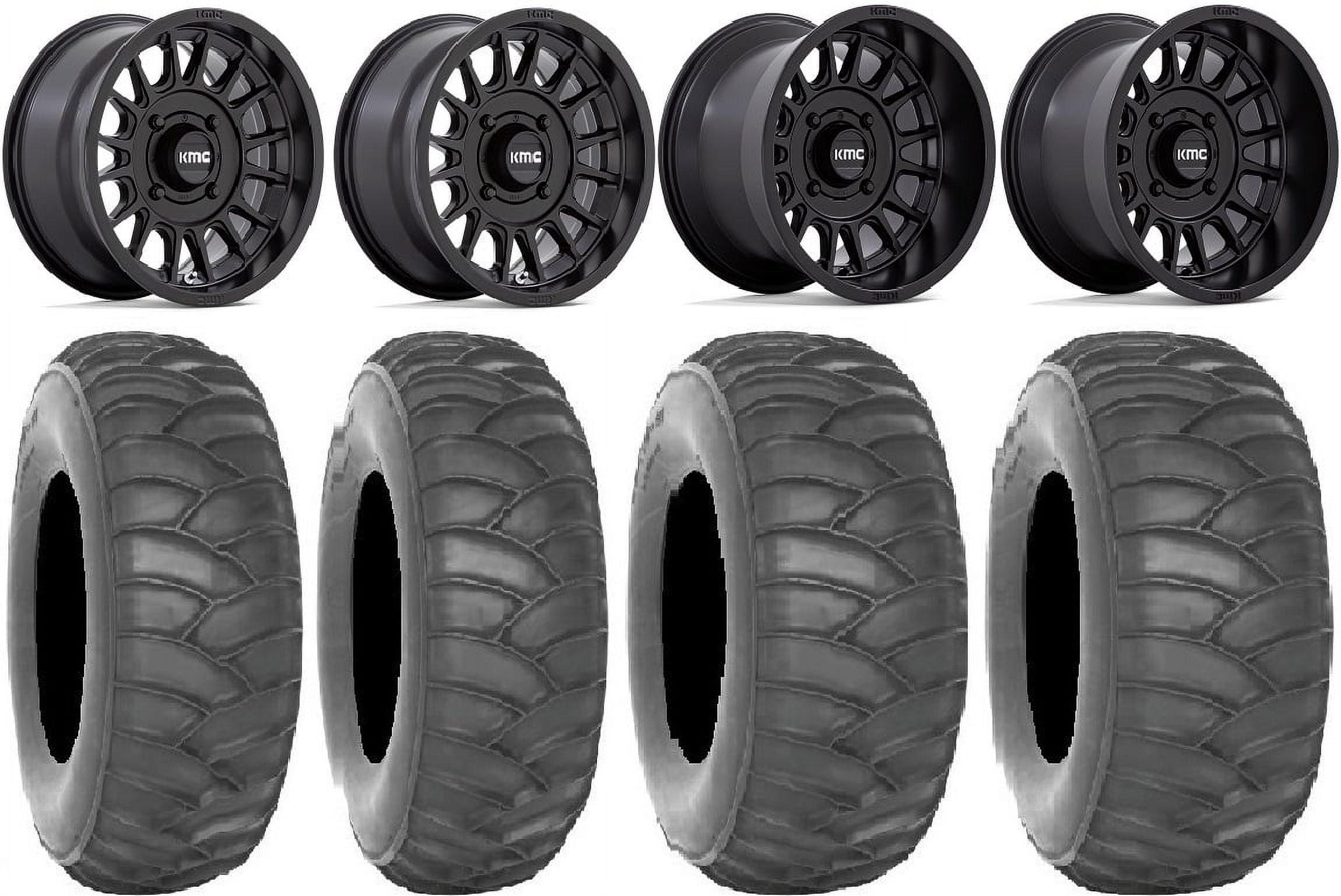 KMC Impact 15" Wheels Black 32" SS360 Tires Can-Am Maverick X3 / Honda ...