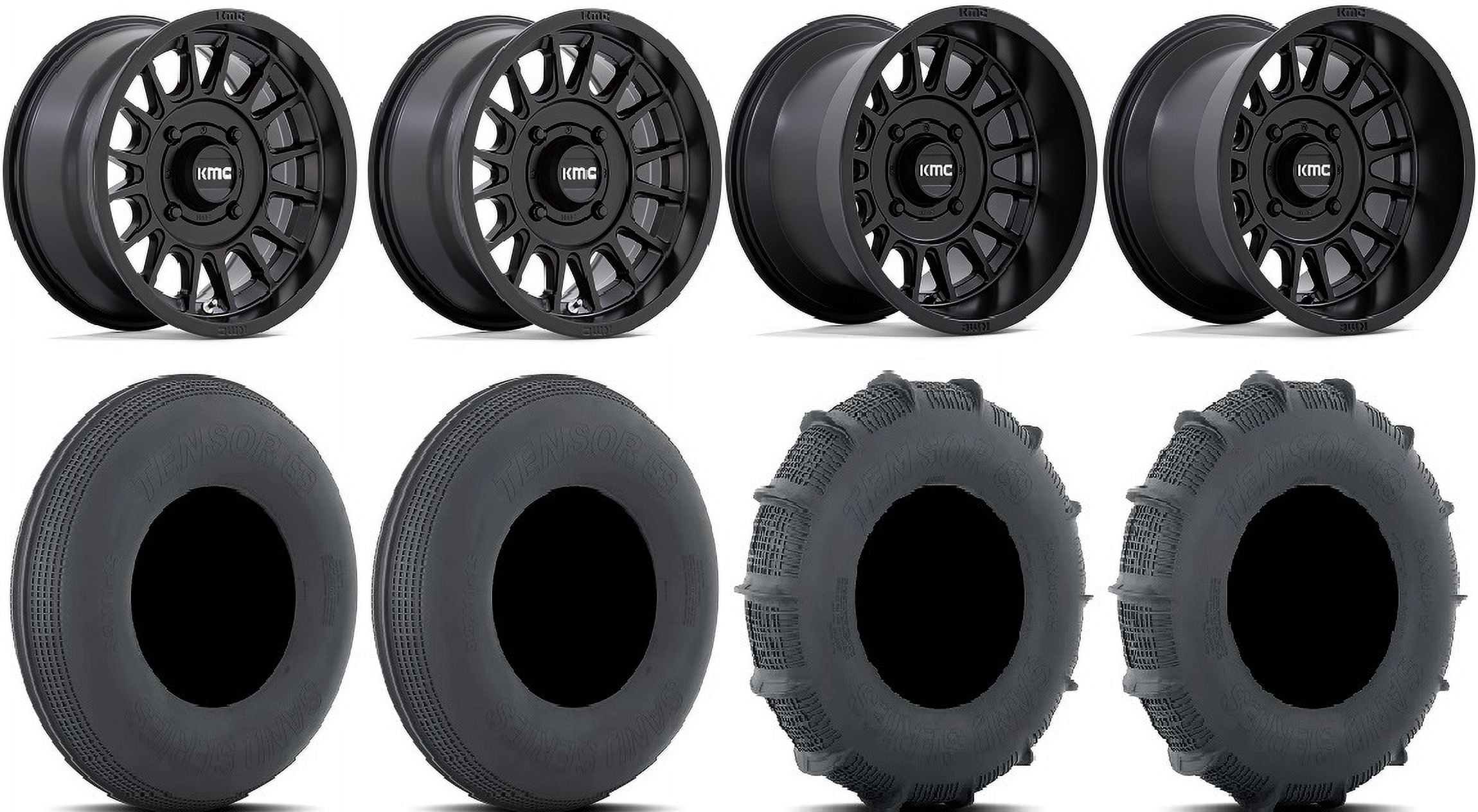 KMC Impact 15" Wheels Black 33" Sand Series SS Tires Polaris RZR XP ...