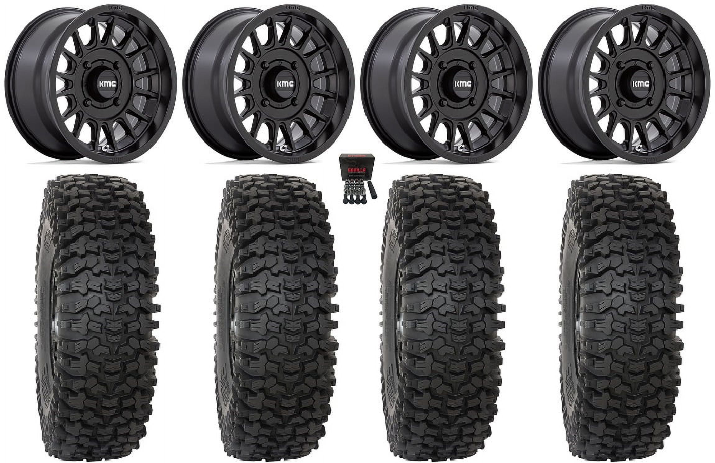 KMC Impact 15" Wheels Black 35" RC500 Tires Polaris RZR XP 1000 / PRO ...