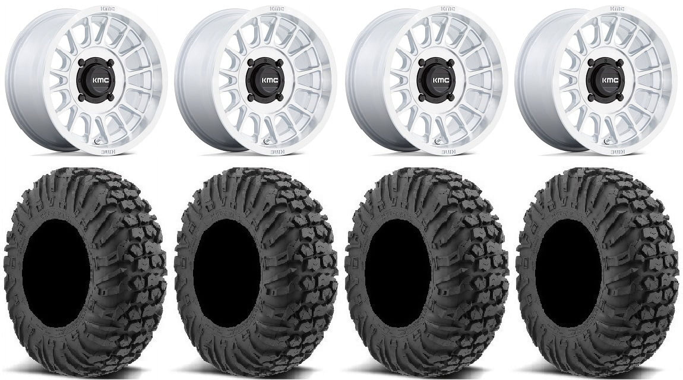 KMC Impact 15" Wheels Machined 30" MotoVator Tires Sportsman RZR Ranger ...