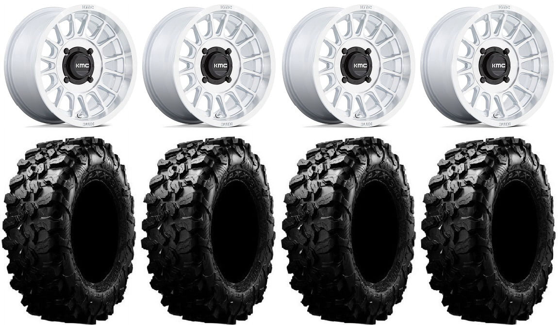 KMC Impact 15" Wheels Machined 32" Carnivore Tires Polaris RZR XP 1000 ...