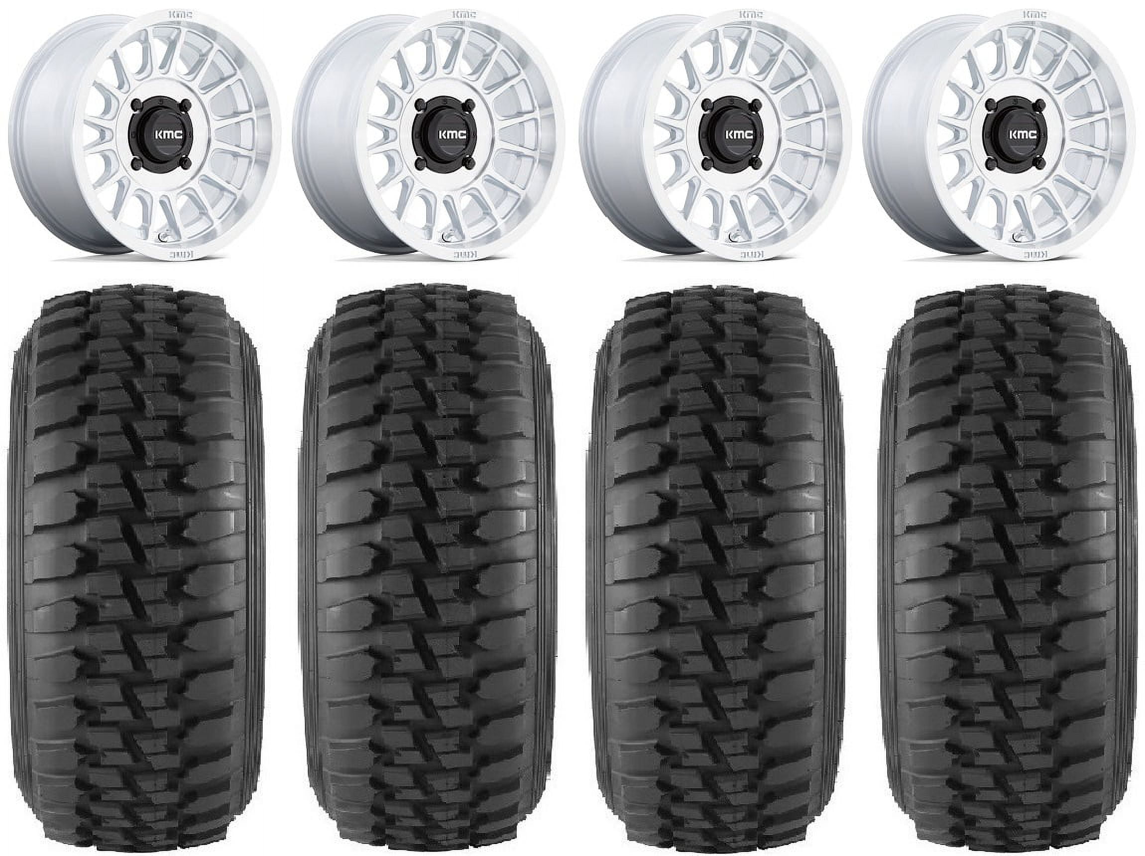 KMC Impact 15" Wheels Machined 32" DS Soft Tires Polaris RZR XP 1000 ...