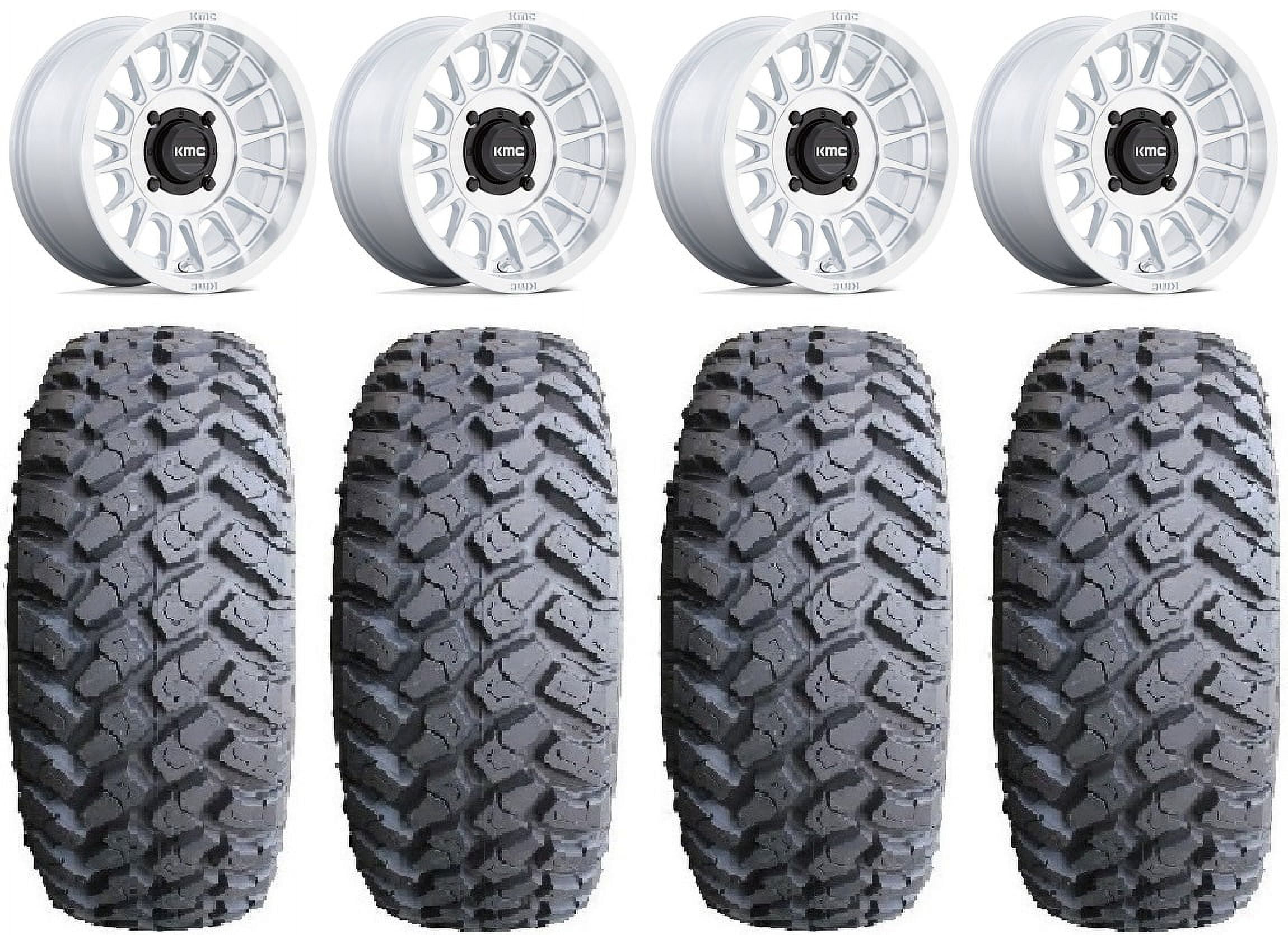 KMC Impact 15" Wheels Machined 32" MotoHammer Tires Polaris RZR XP 1000 ...
