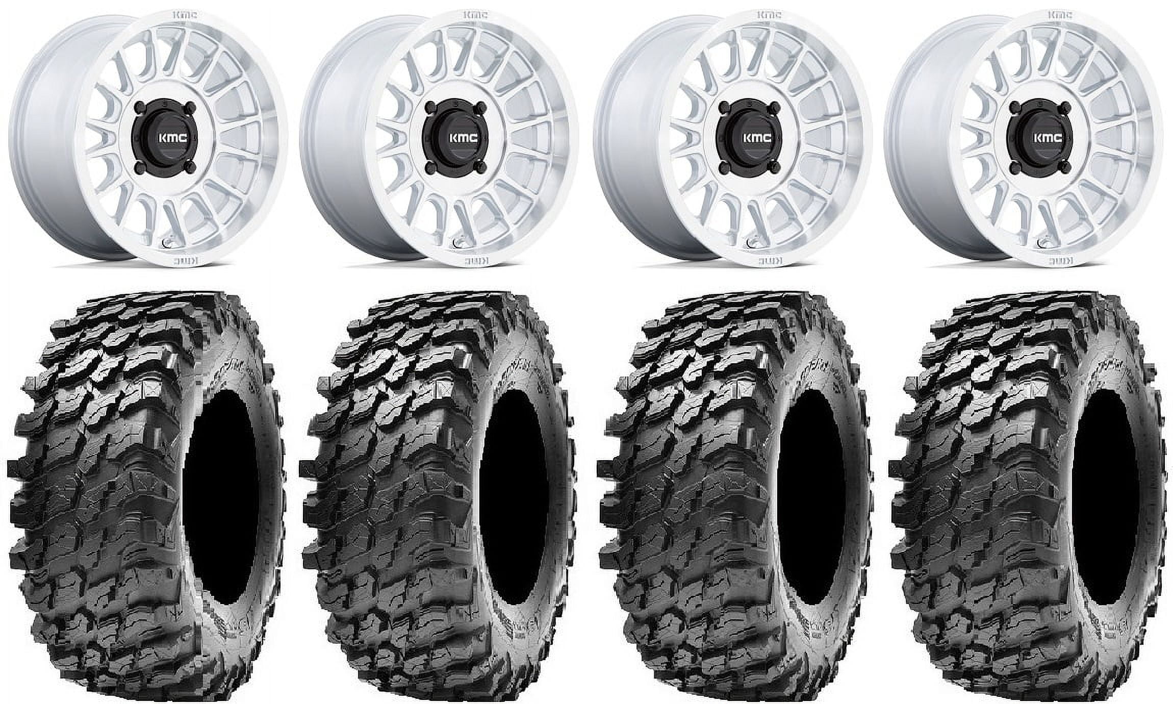 KMC Impact 15" Wheels Machined 32" Rampage Tires Polaris RZR XP 1000 ...
